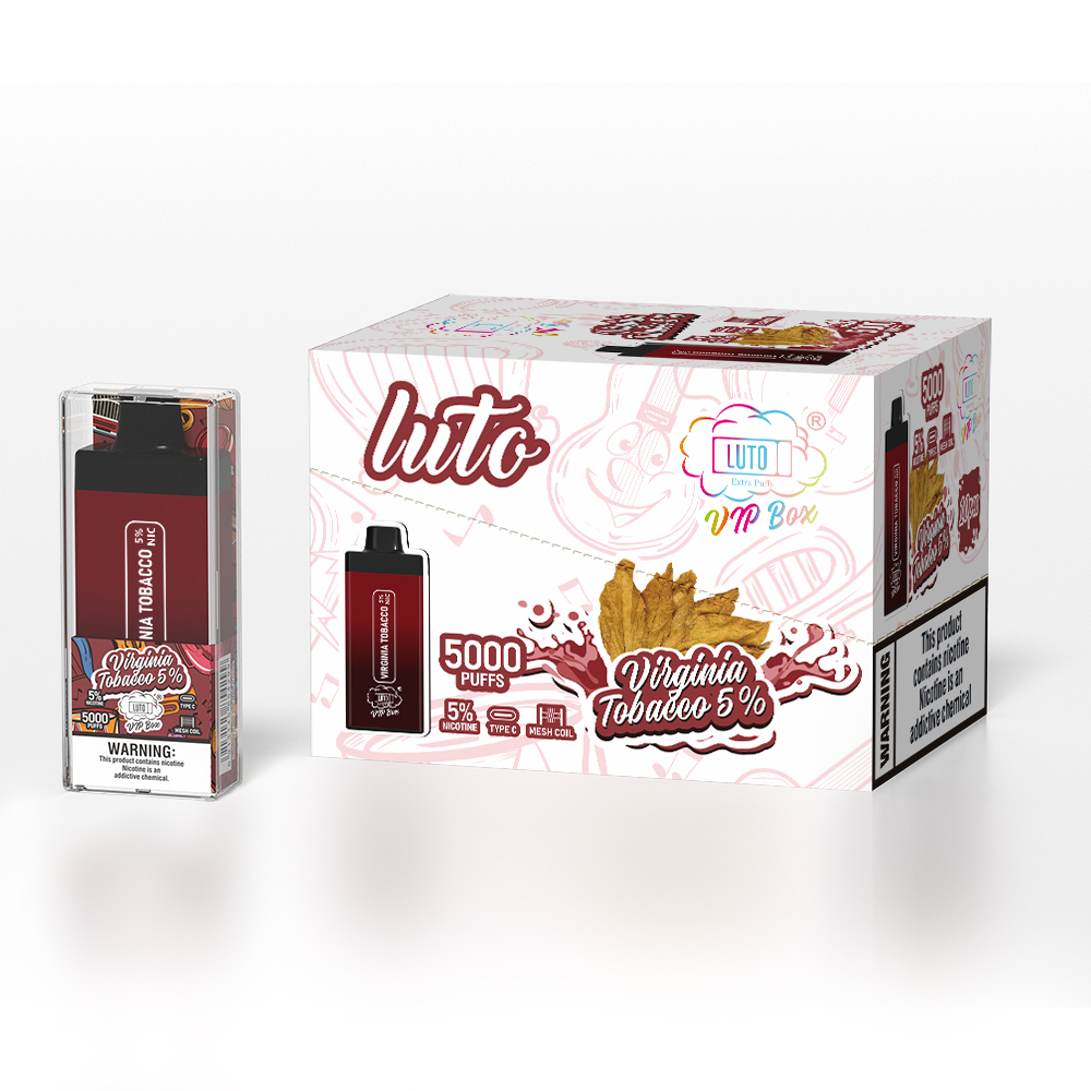 LUTO VIP BOX DISPOSABLE 5000PF VIRGINIA TOBACCO 5% -BOX OF 10 – Empire ...