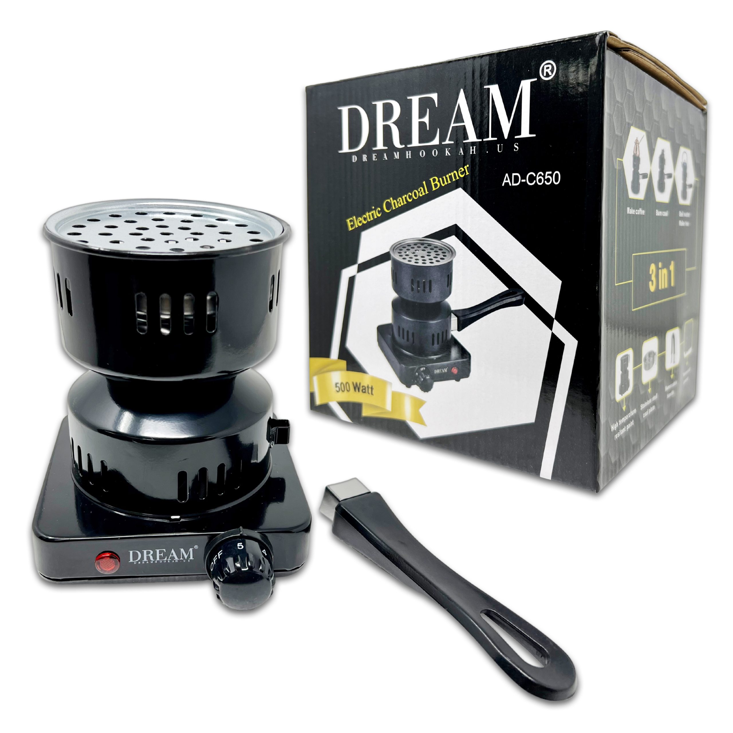 DREAM ELECTRIC CHARCOAL BURNER BLACK (AD-C650) – Empire Smoke Distributors