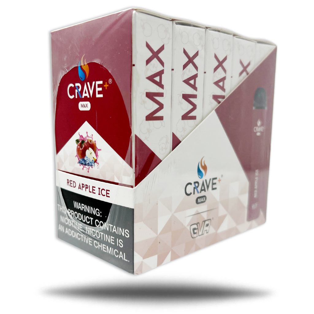 CRAVE PLUS MAX DISPOSABLE 2500PF RED APPLE ICE 5% NIC -BOX OF 10 ...