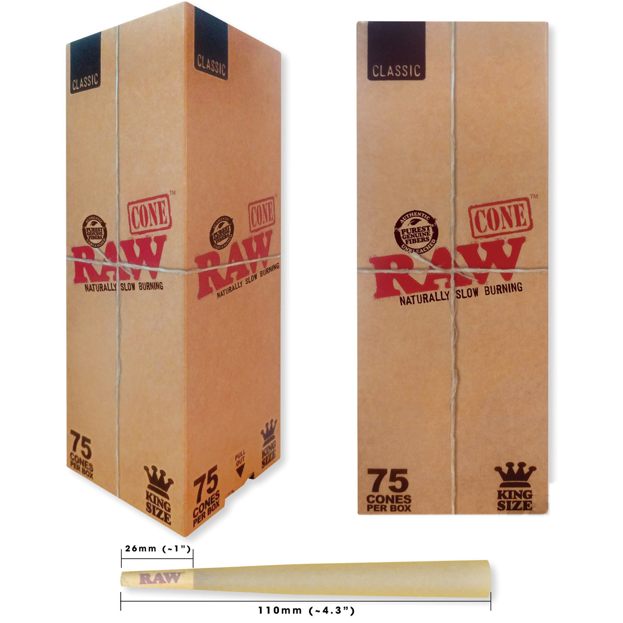 RAW CONE CLASSIC 75CT PER BOX KING SIZE – Empire Smoke Distributors