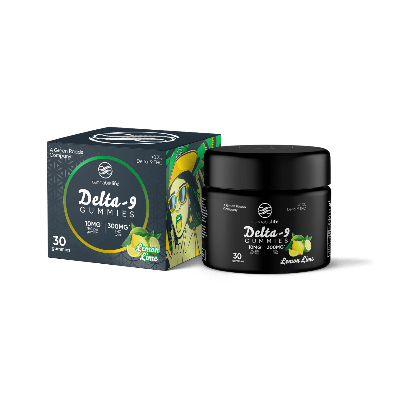 CANNABISLIFE GREEN ROADS DELTA 9 GUMMIES 300MG LEMON LIME 30CT JAR ...