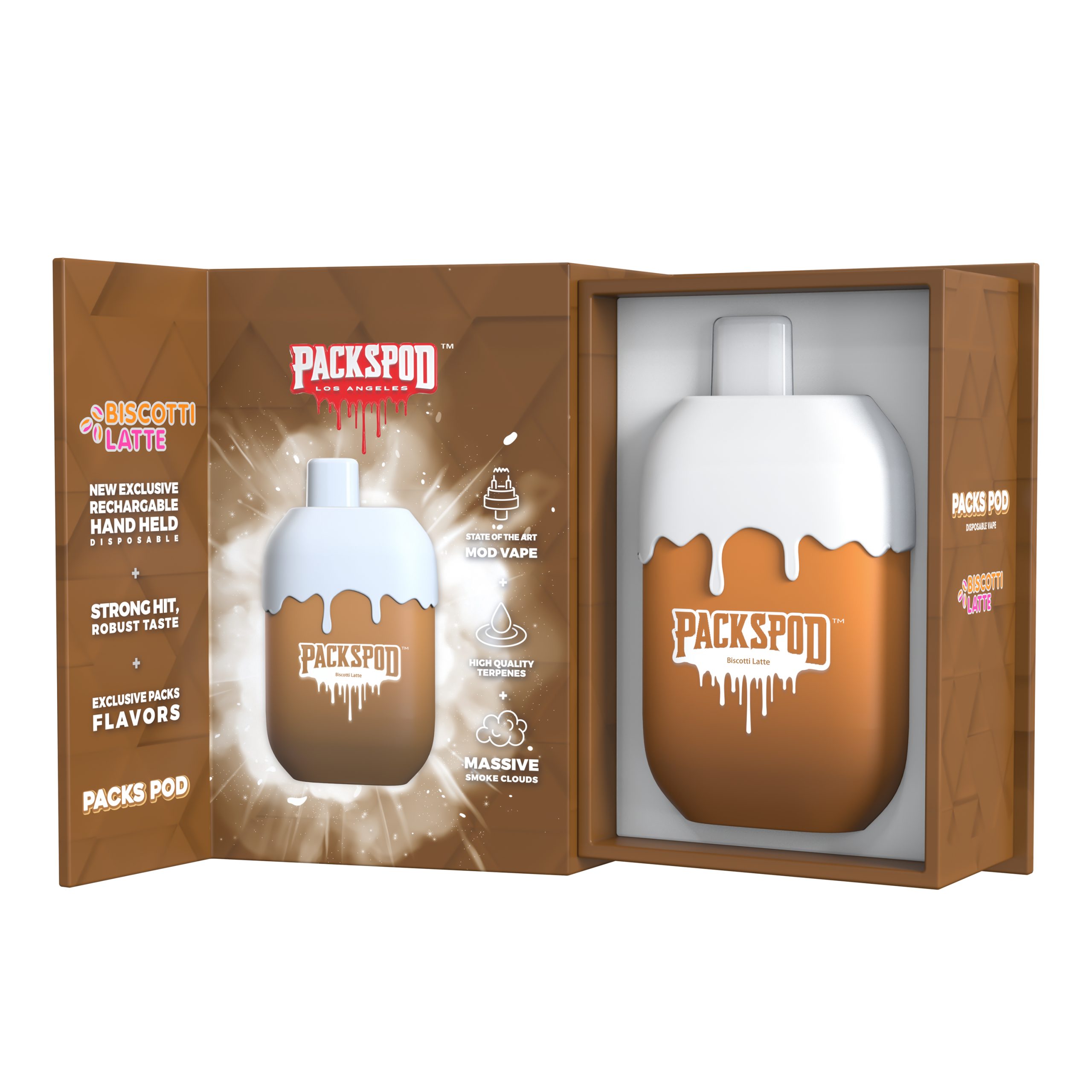 PACKSPOD DISPOSABLE 5000PF BISCOTTI LATTE -BOX OF 5 – Empire Smoke ...