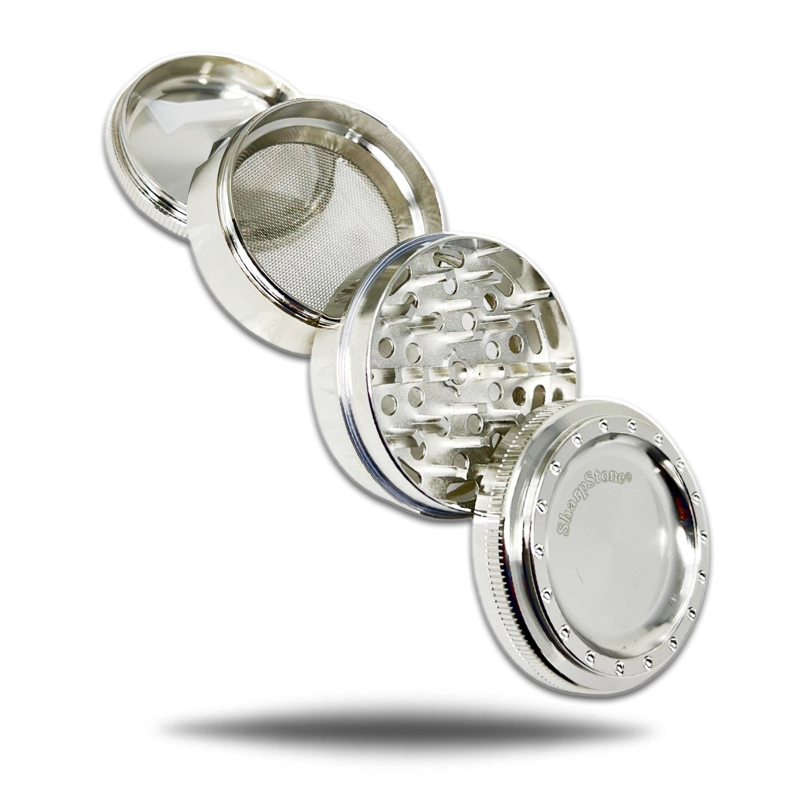 SHARPSTONE GRINDER 63MM 4 PART SILVER (129) – Empire Smoke Distributors
