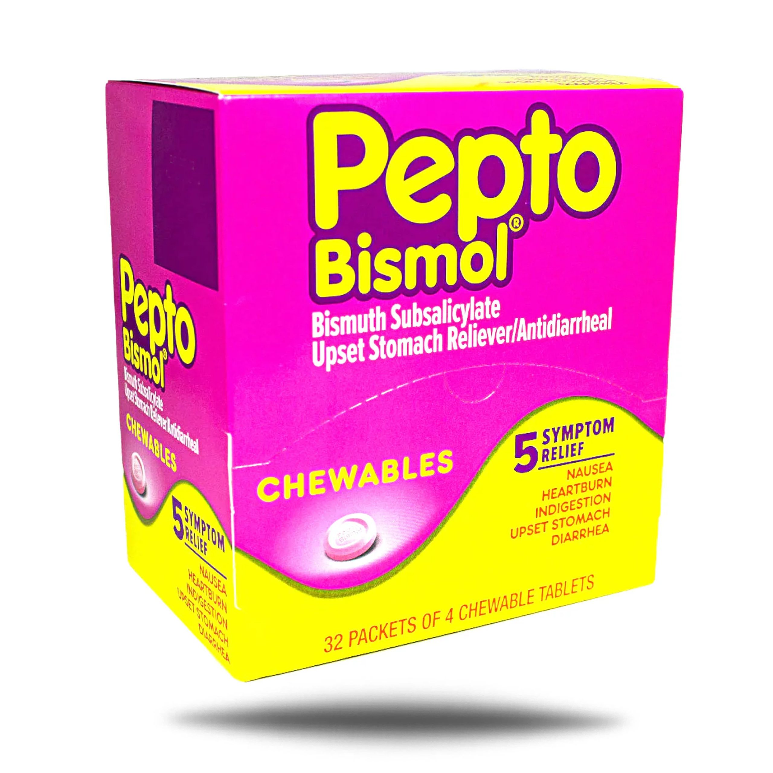 PEPTOBISMOL TABLETS CHEWABLES 32PK 4CT BOX – Empire Smoke Distributors