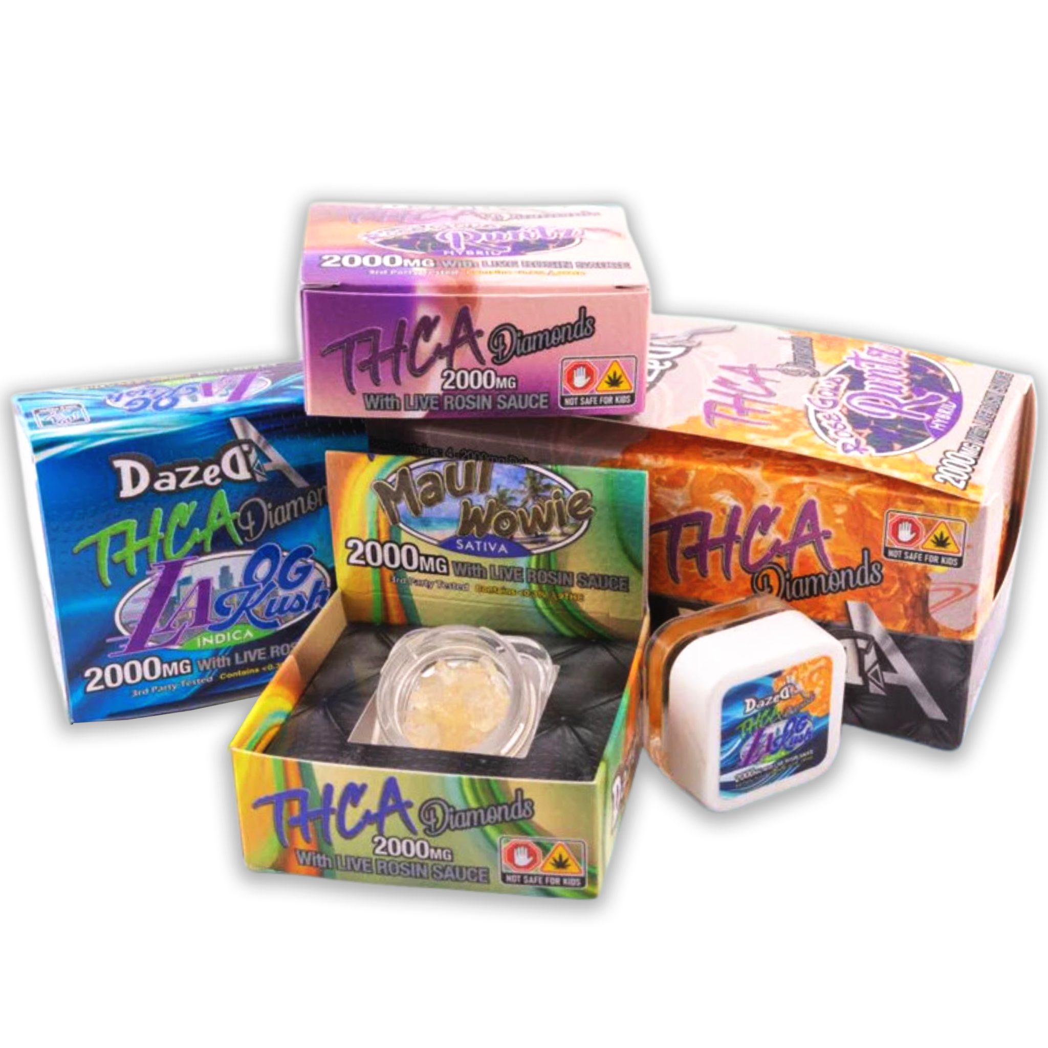DAZED THCA DIAMONDS DABS WITH LIVE ROSIN SAUCE 2000MG – BOX OF 4 ...