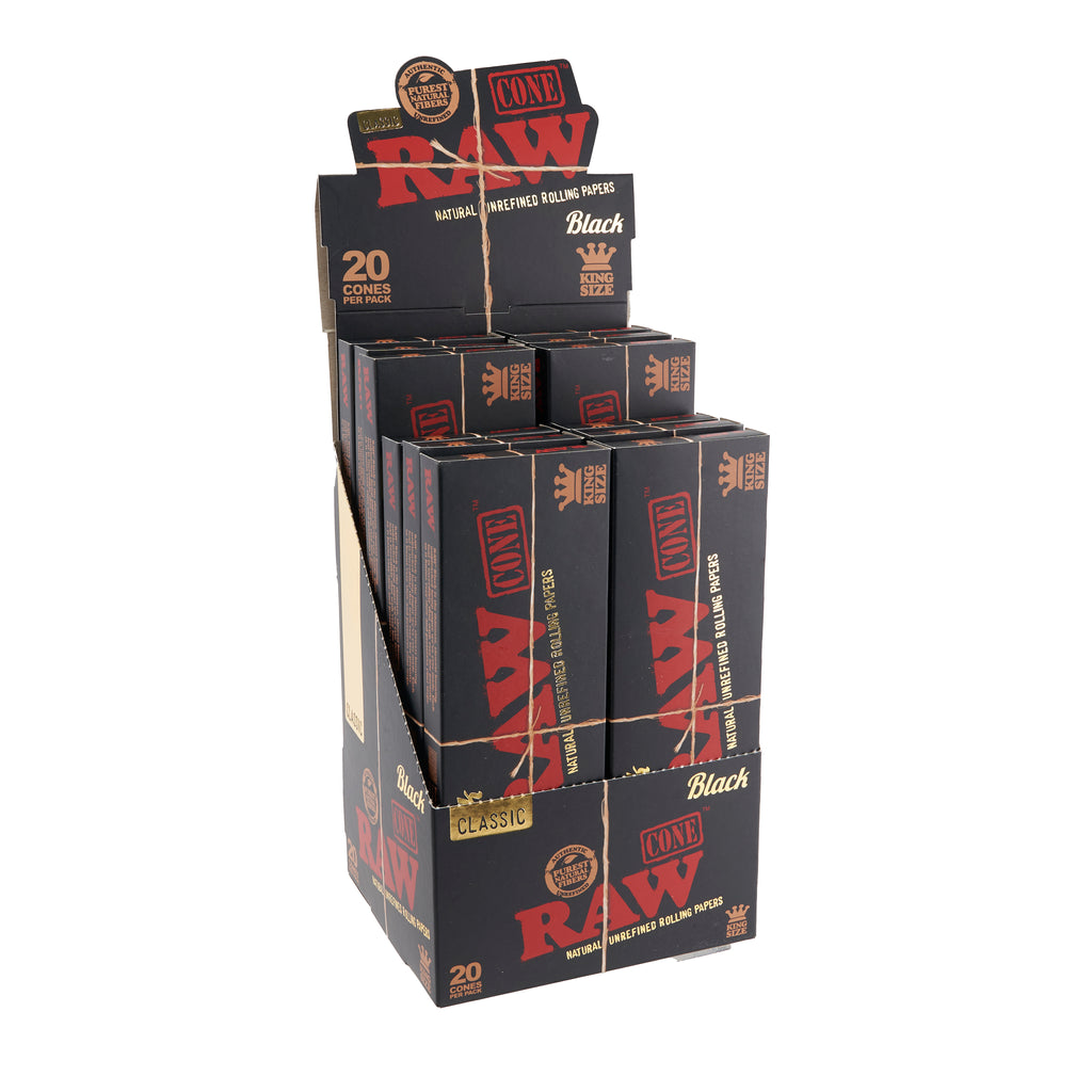 RAW CONE CLASSIC KING SIZE BLACK 20CT PACK 12 PACK PER BOX - Empire ...