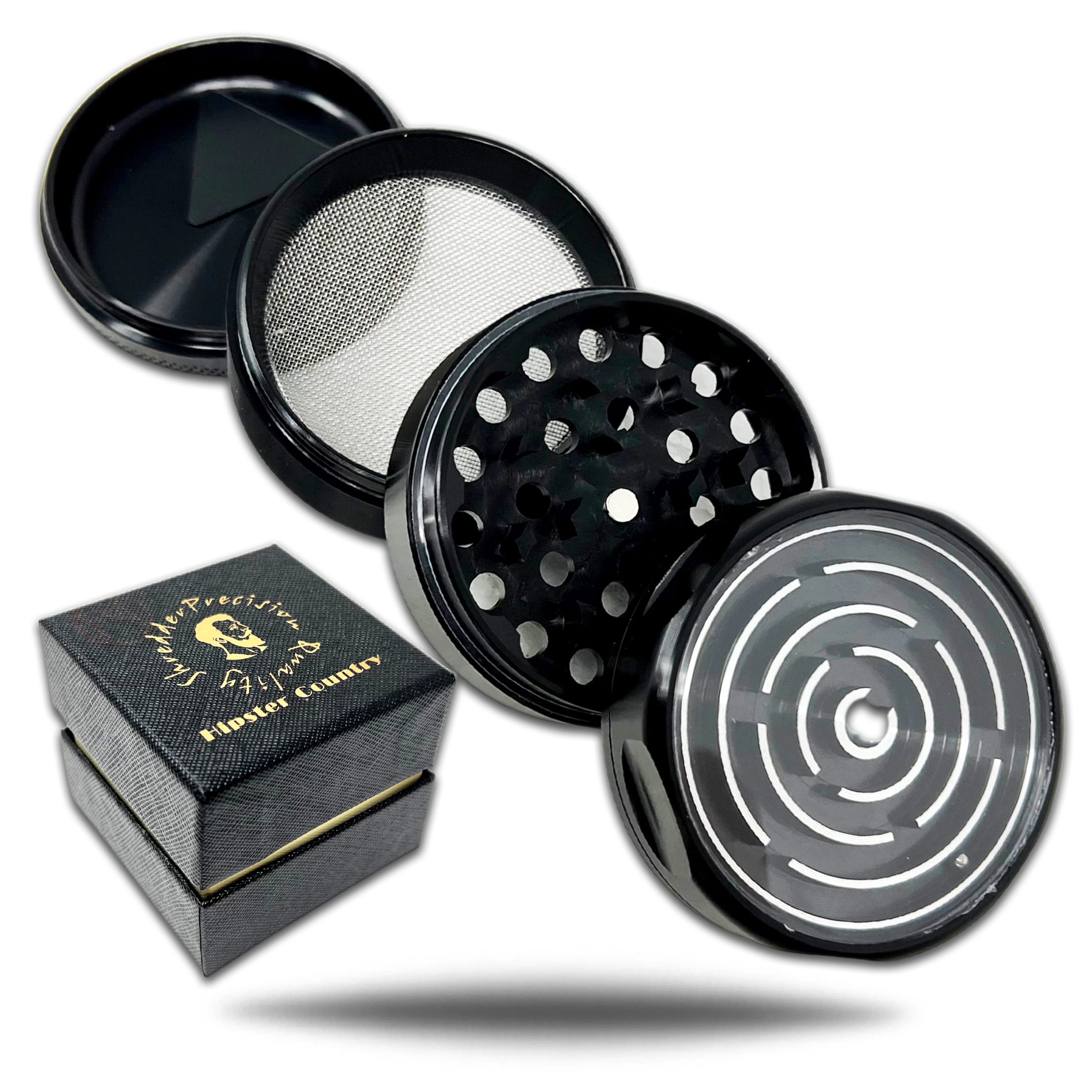 HIPSTER GRINDER 4 PART 63MM DIAMETER IN GIFT BOX. ALUMINUM MATERIAL AND ...