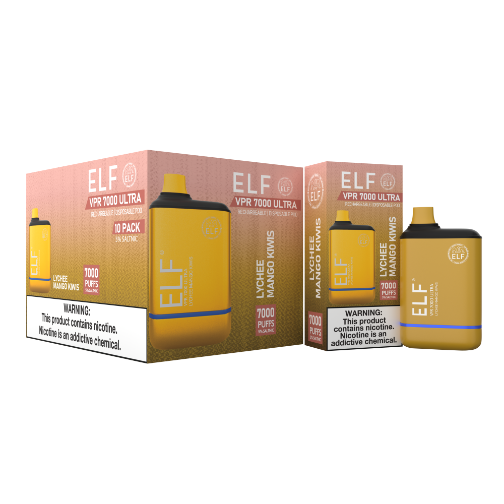 ELF ULTRA DISPOSABLE VPR 7000PF LYCHEE MANGO KIWIS -BOX OF 10 – Empire ...