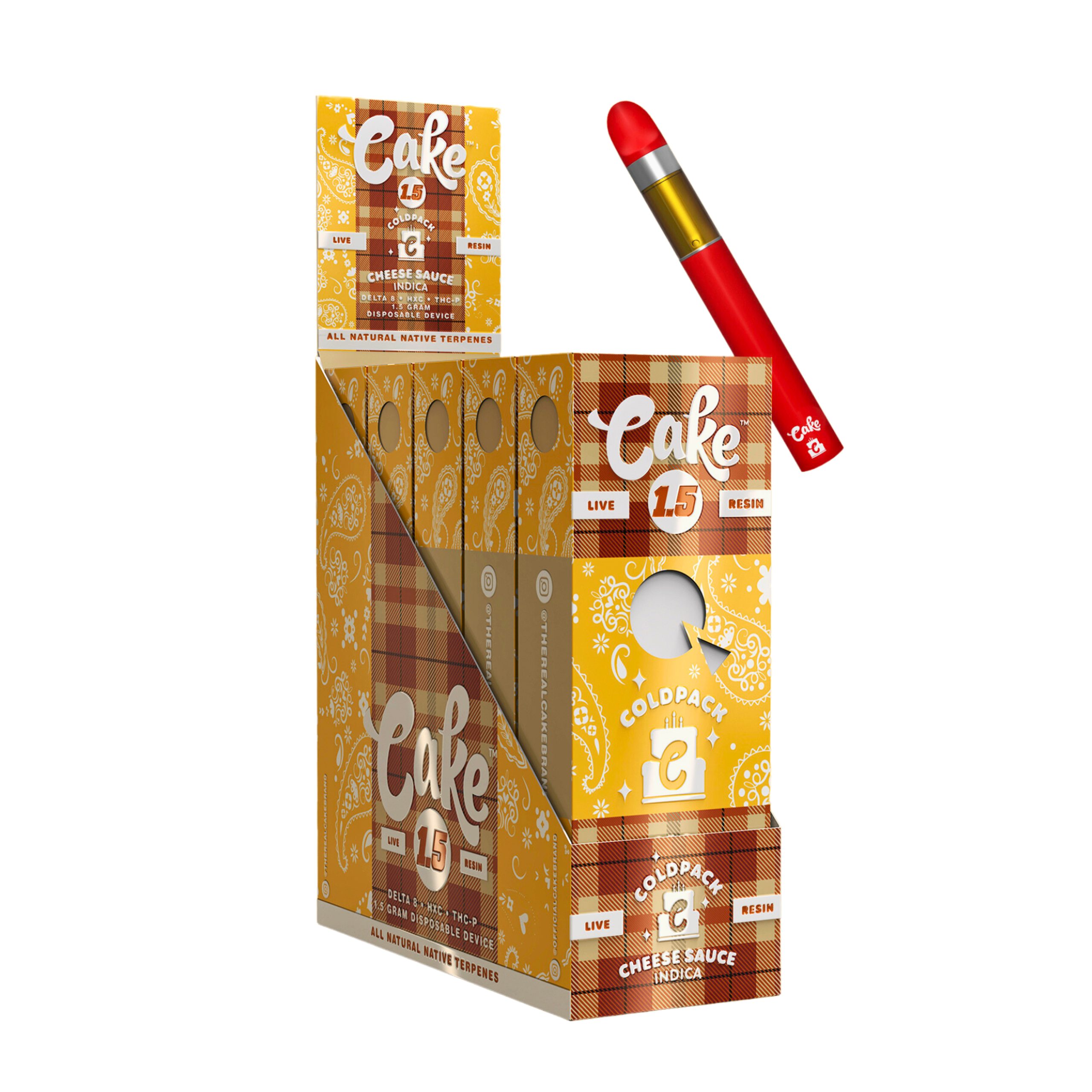 CAKE COLD PACK LIVE RESIN DELTA 8 HXC THC-P DISPOSABLE 1.5GM CHEESE ...