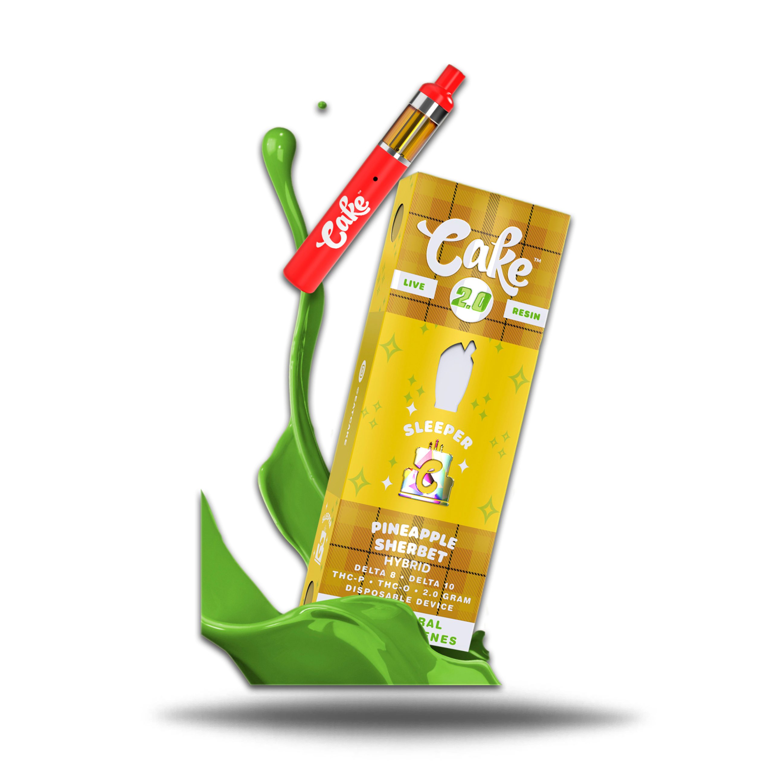 CAKE SLEEPER LIVE RESIN D8 D10 THCO THCP 2GM DISPOSABLE PINEAPPLE ...