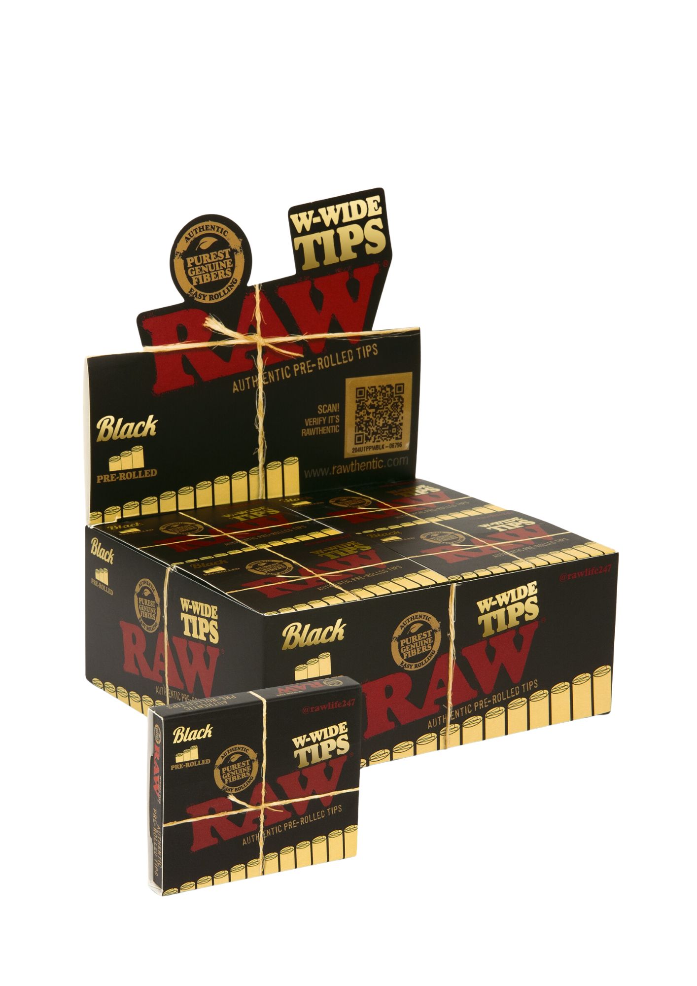 RAW PRE-ROLLED W-WIDE TIPS BLACK 10CT PACK -BOX OF 20 PACK - Empire ...