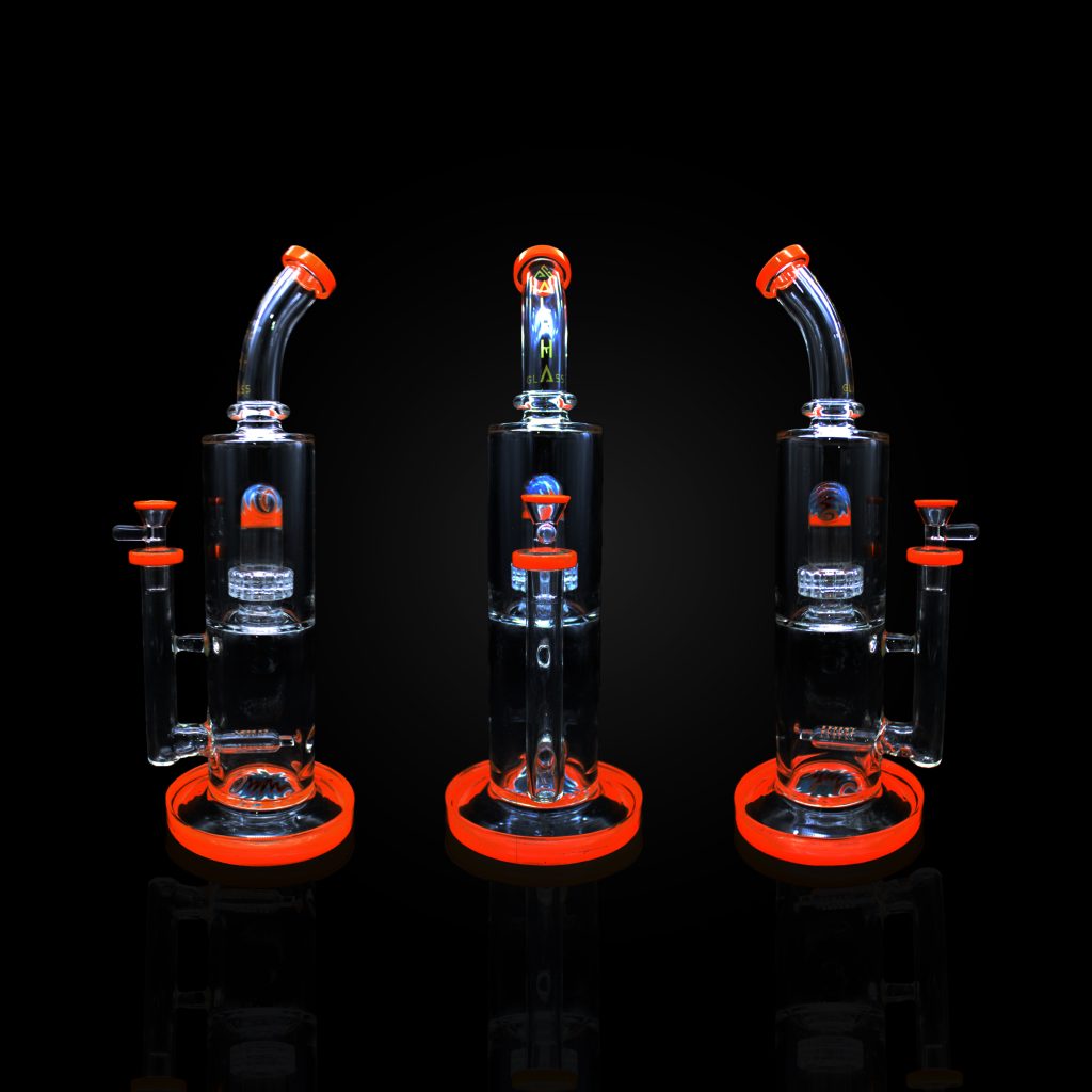 14″ ALPHA BENT MOUTHPIECE LARGE BUBBLER WITH WIGWAG DESIGN MATRIX PERC ...