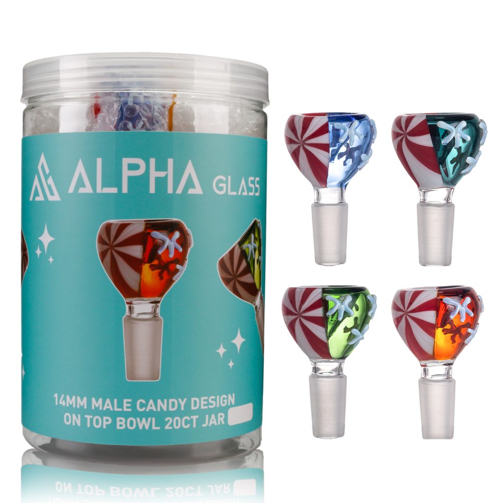ALPHA GLASS 14MM MALE DESIGN BOWL JARS - Empire Smoke Distributors