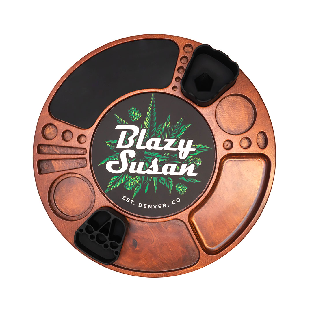 BLAZY SUSAN SPINNING ROLLING TRAY CHERRY (WITH TRAY MAT-ASHTRAY-DAB ...