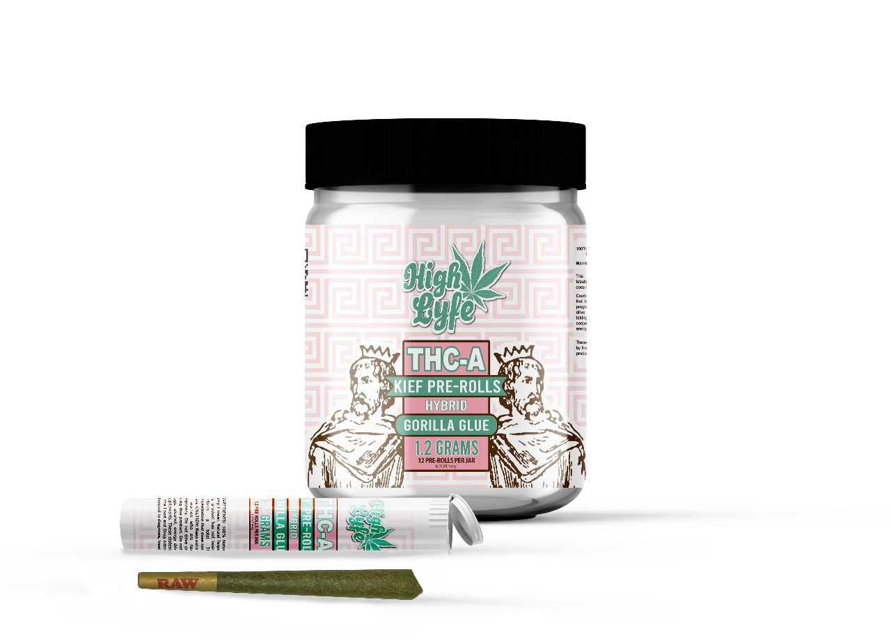 HIGH LYFE THCA EXOTIC KIEF PRE ROLLS 1.2GM GORILLA GLUE (HYBRID) 12CT ...