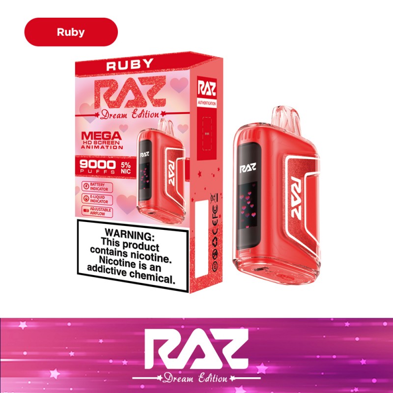 RAZ RECHARGE DISPOSABLE TN9000PF RUBY (CHERRY STRAWBERRY RASPBERRY ...