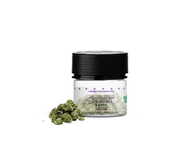 HIGH LYFE EXOTIC THC-A FLOWER 3.5GM PLATINIUM COOKIES (HYBRID) JAR - Empire Smoke Distributors