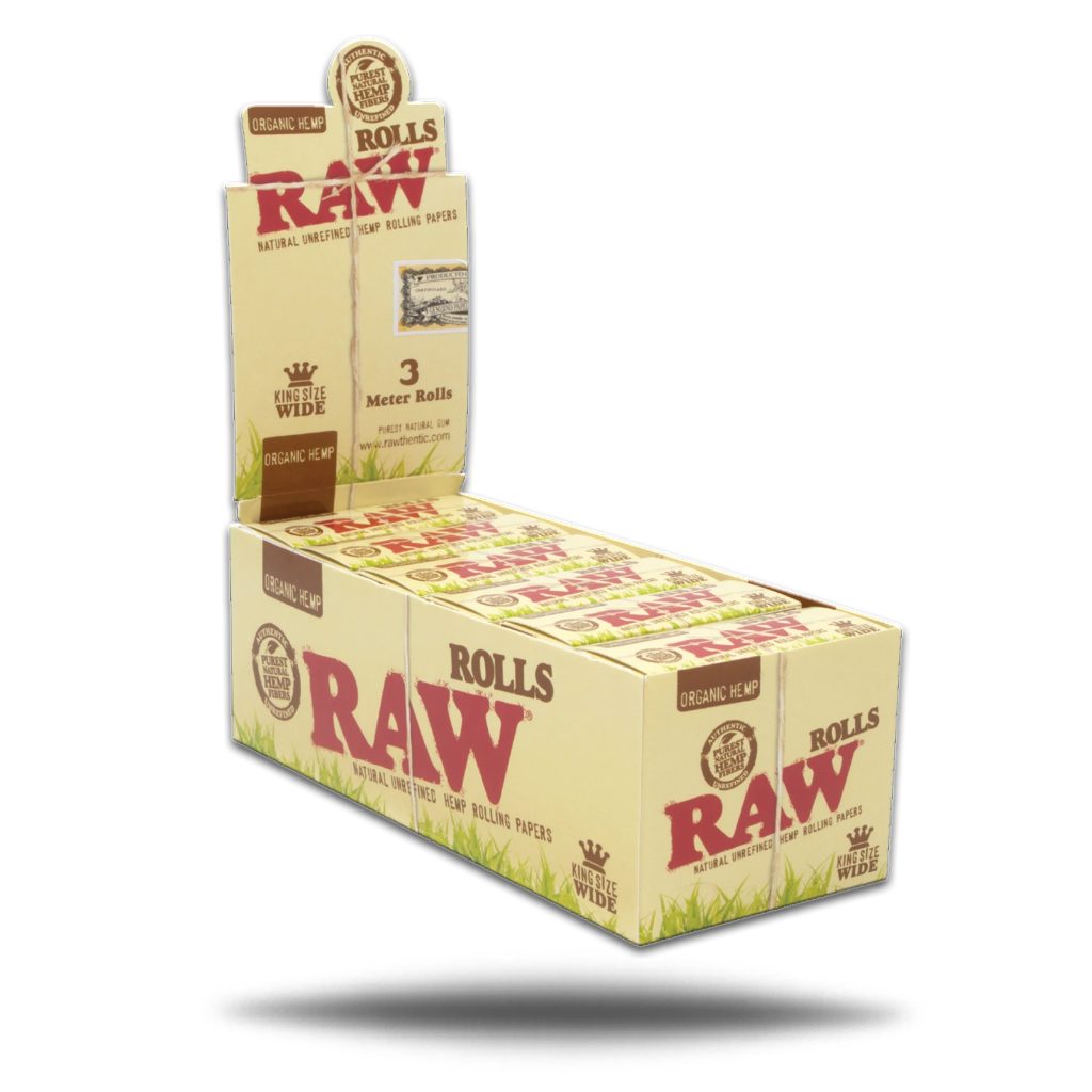 Raw Rolls King Size Wide Organic Hemp 3 Meter Rolls 12 Per Box Empire