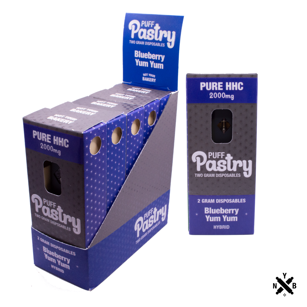 NYB PUFF PASTRY HHC DISPOSABLE 2GM BLUEBERRY YUM YUM (HYBRID) -BOX OF 5 ...