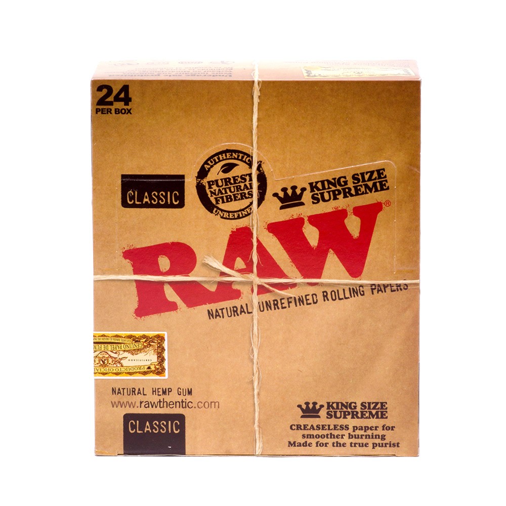 Raw King Size Supreme Classic Rolling Papers 24 Per Box Empire Smoke