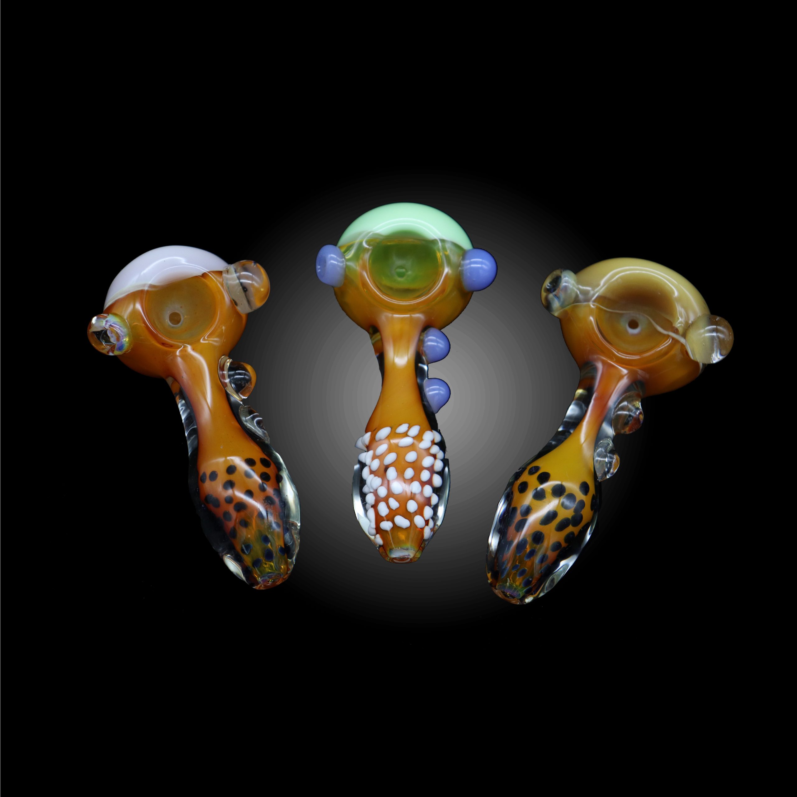 4” YELLOW FUME DOTS ON TOP WITH ASSORTED COLOR HEAD HAND PIPE 7CT JAR ...