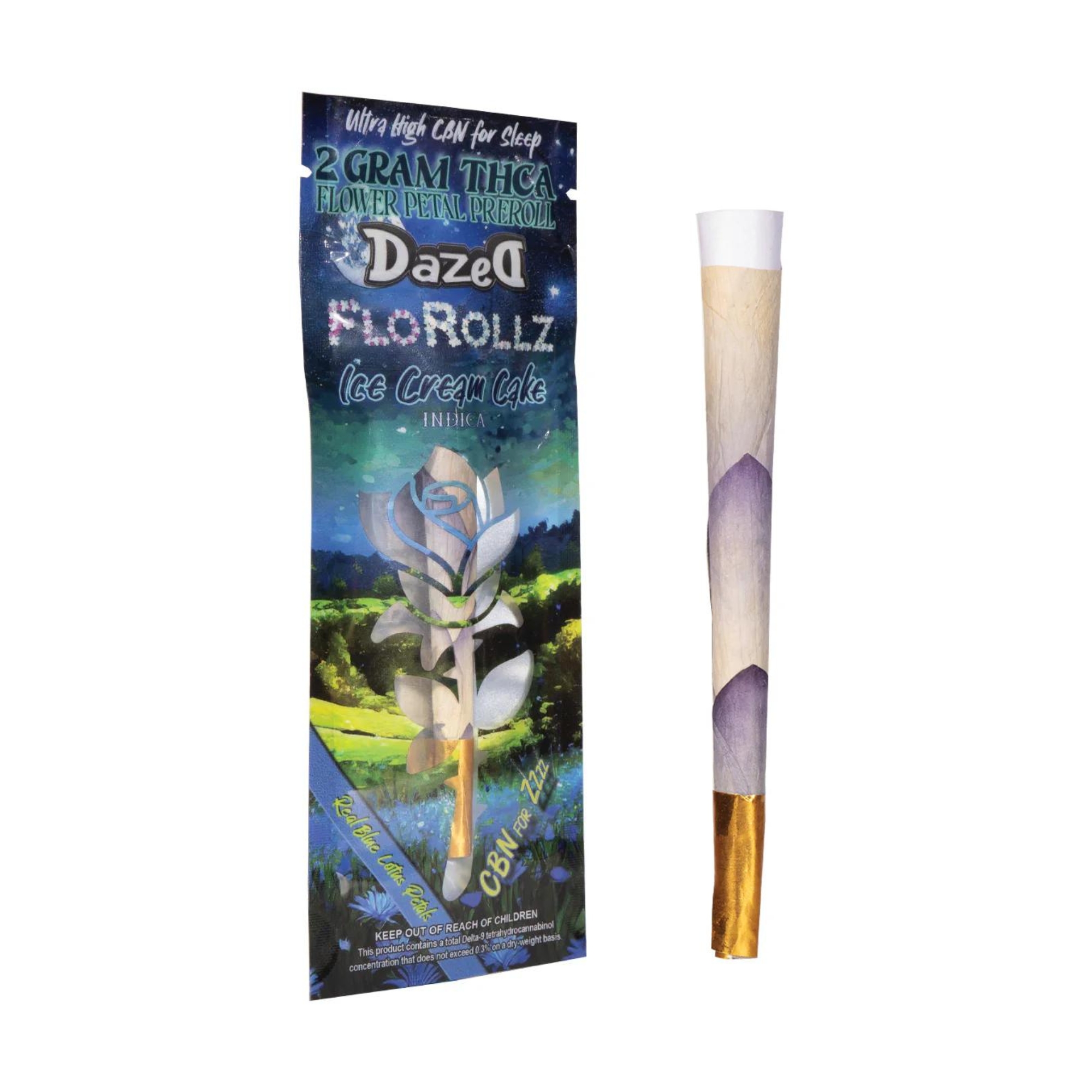 DAZED FLO ROLLZ THC-A FLOWER PETAL PREROLL 2GM ICE CREAM CAKE (INDICA ...