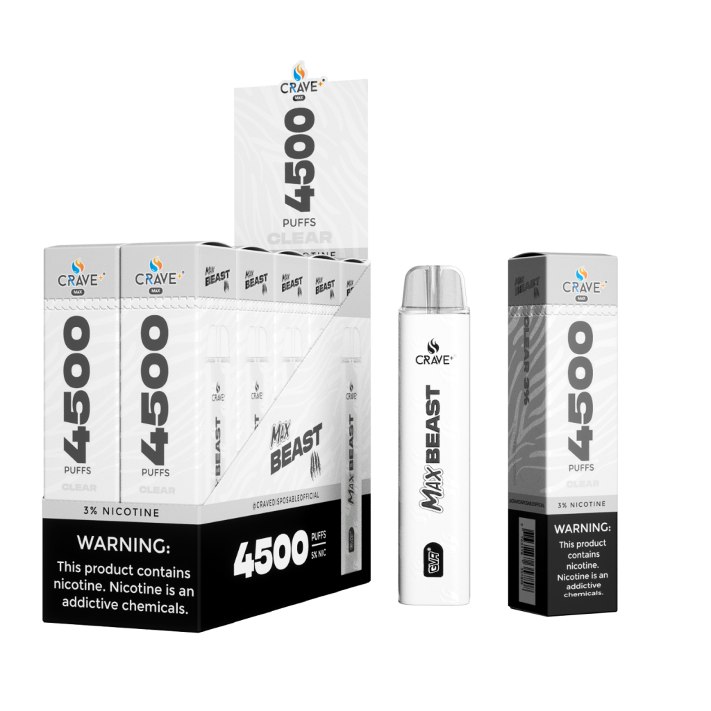 CRAVE PLUS MAX BEAST DISPOSABLE 4500PF CLEAR 3% -BOX OF 10 – Empire ...