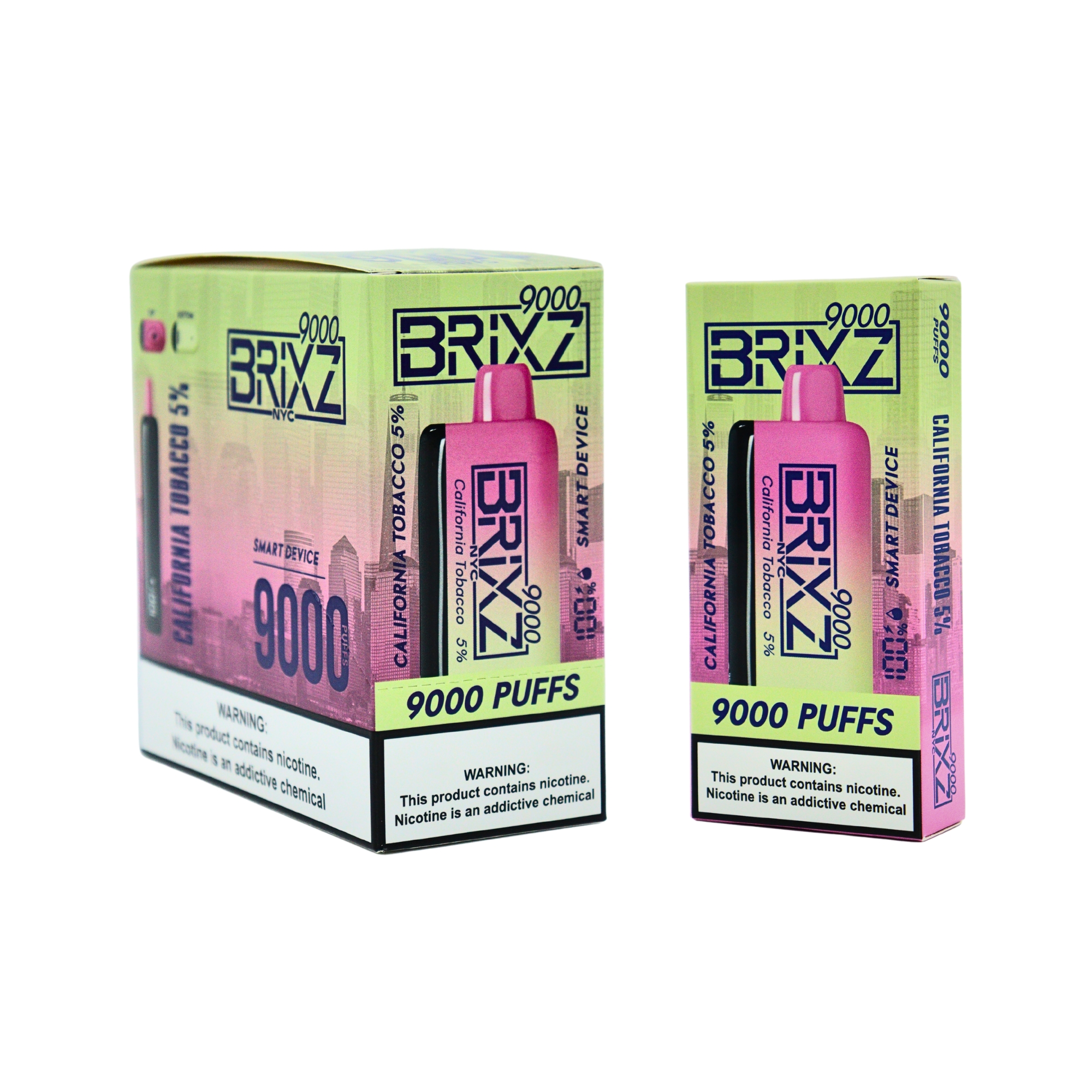 BRIXZ NYC DISPOSABLE 9000PF CALIFORNIA TOBACCO 5% -BOX OF 5 – Empire Smoke Distributors