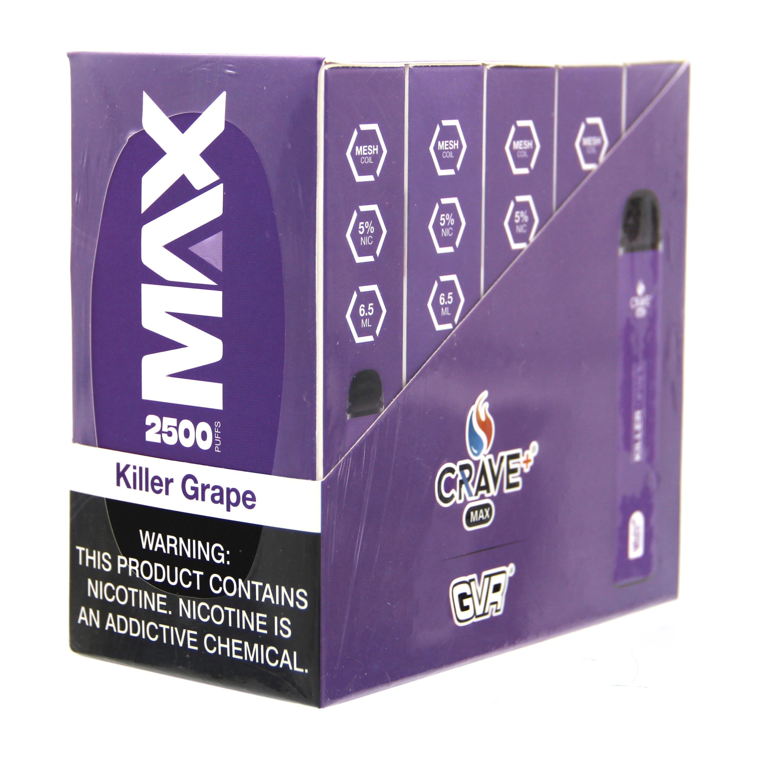 CRAVE PLUS MAX DISPOSABLE 2500PF KILLER GRAPE 5% NIC – BOX OF 10 ...