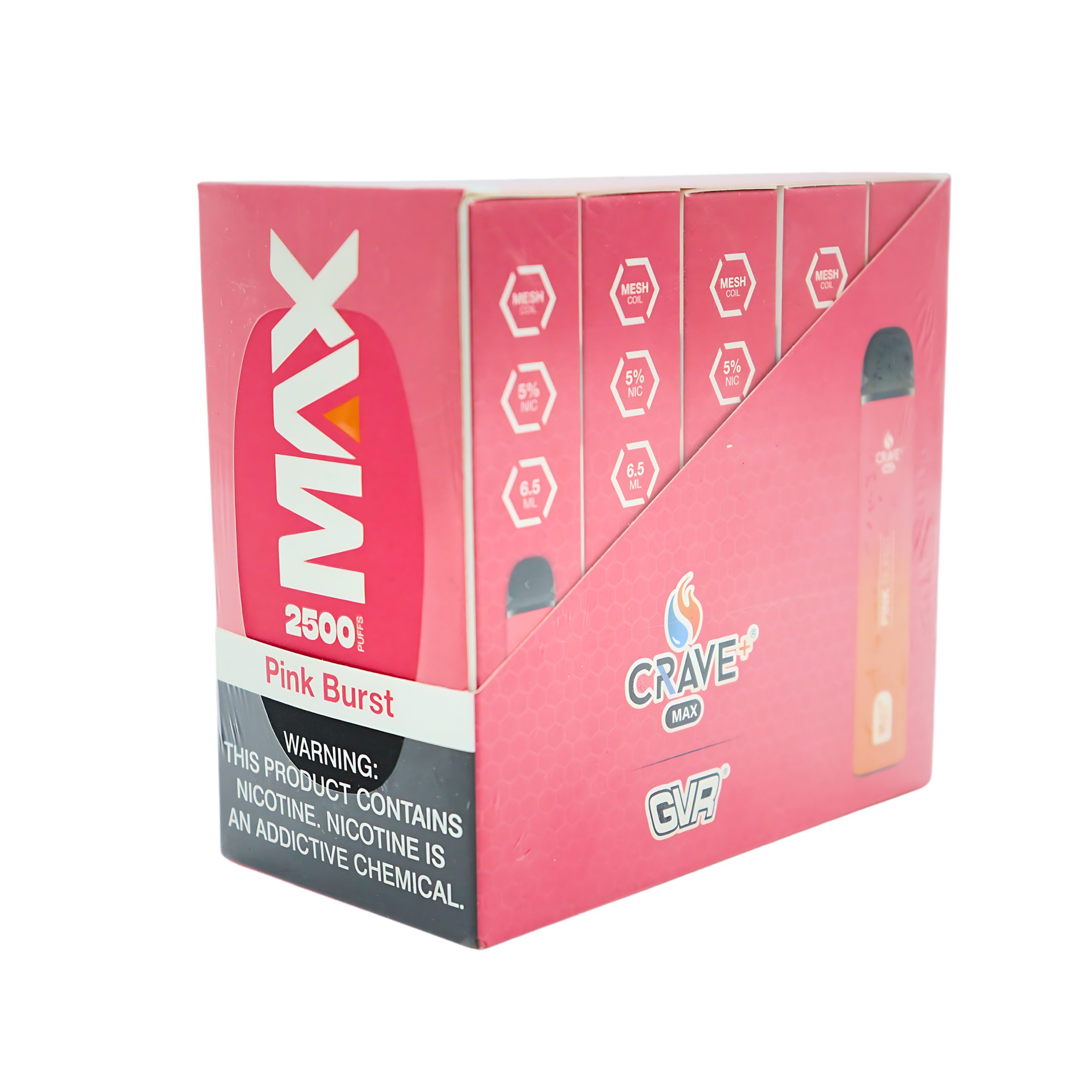 CRAVE PLUS MAX DISPOSABLE 2500PF PINK BURST 5% NIC – BOX OF 10 – Empire ...