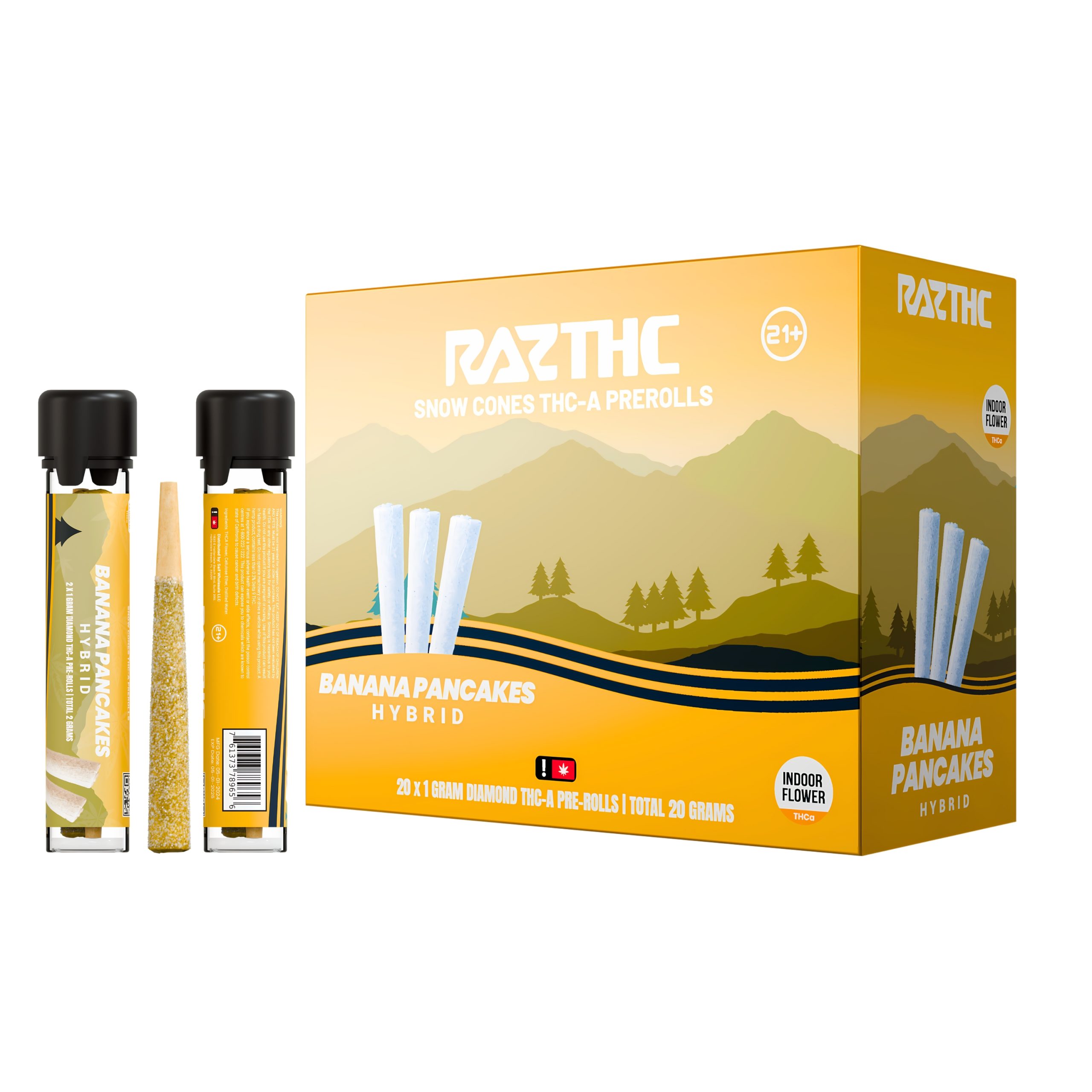 RAZ SNOW CONES DIAMOND THC-A PRE ROLLS BANANA PANCAKES (HYBRID) 2CT ...