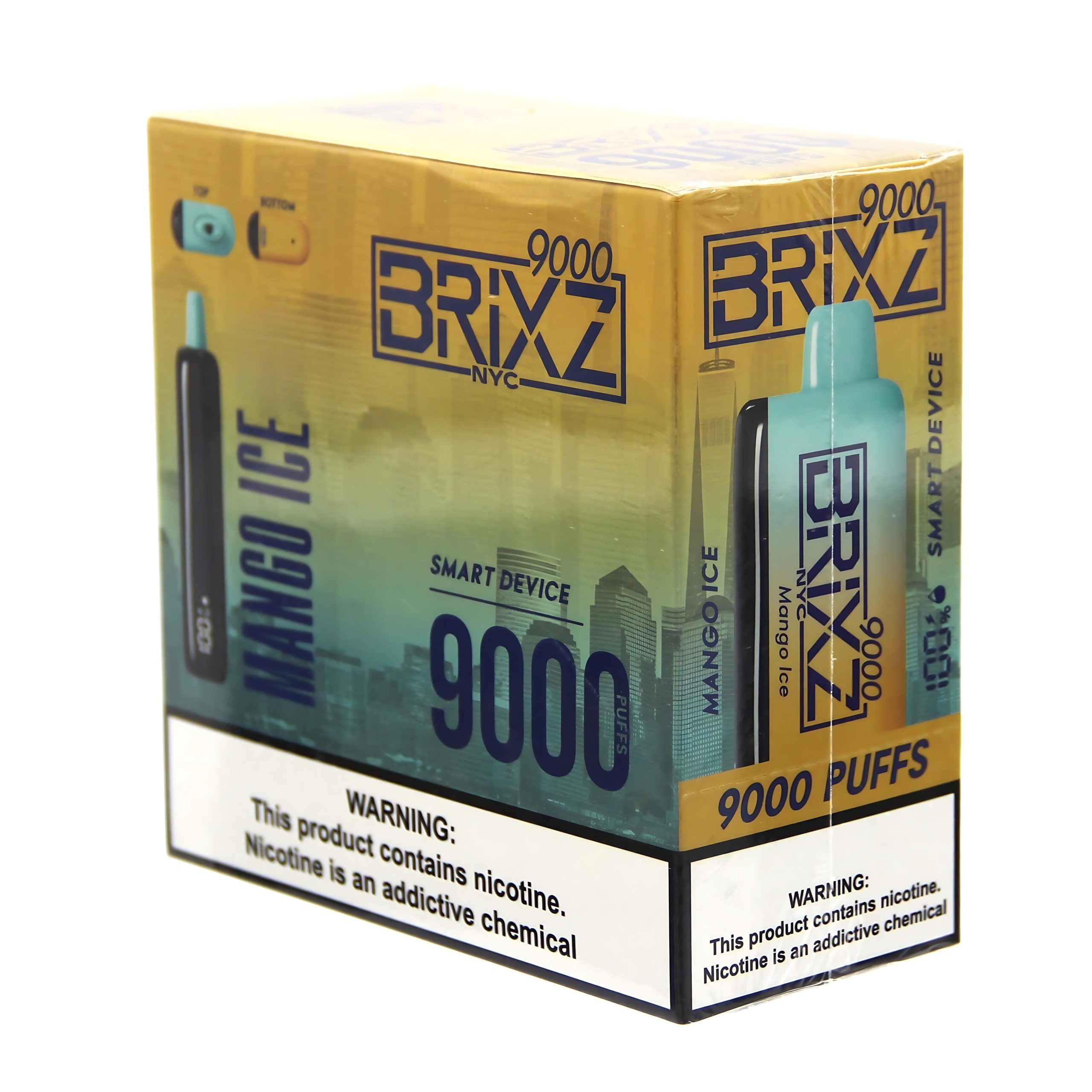 BRIXZ NYC DISPOSABLE 9000PF MANGO ICE 3% -BOX OF 5 – Empire Smoke ...