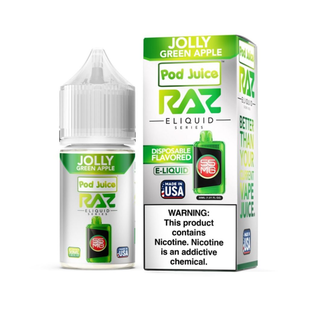 POD JUICE X RAZ SALT LIQUID JOLLY GREEN APPLE 55MG -30ML - Empire Smoke ...