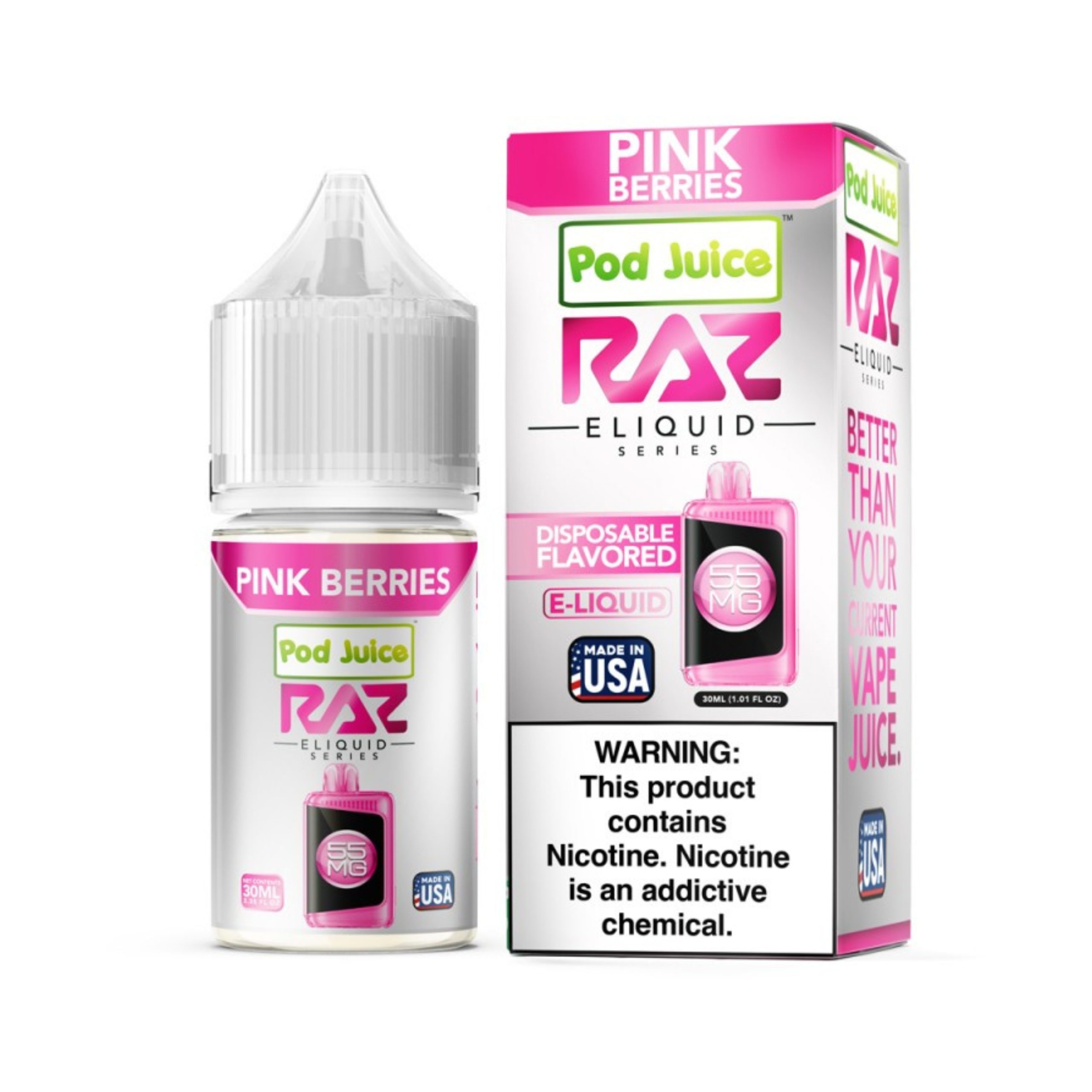 POD JUICE X RAZ SALT LIQUID PINK BERRIES 35MG -30ML – Empire Smoke ...