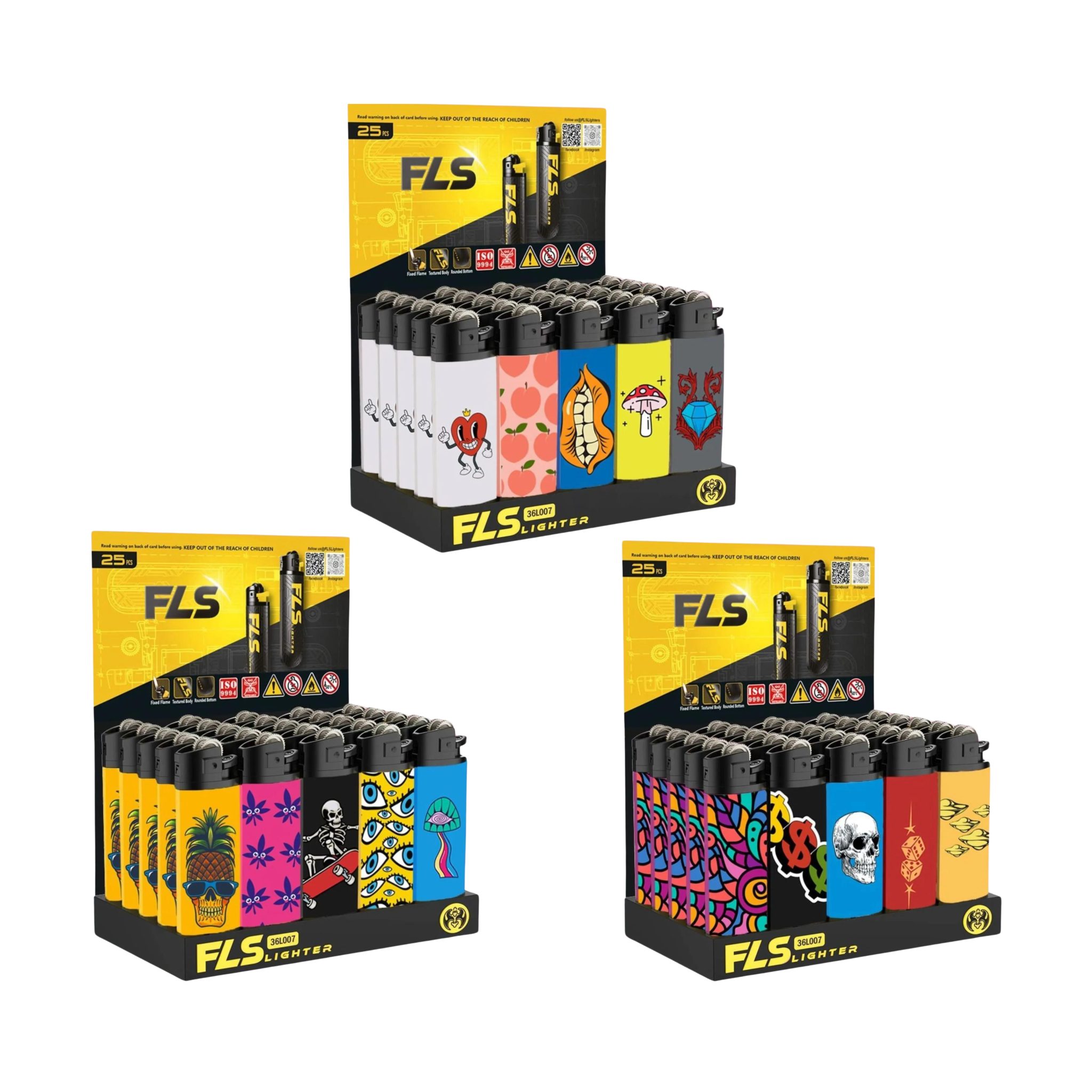 FLS LIGHTERS MODEL-F3 MIXED DESIGN -BOX OF 25 PCS - Empire Smoke ...