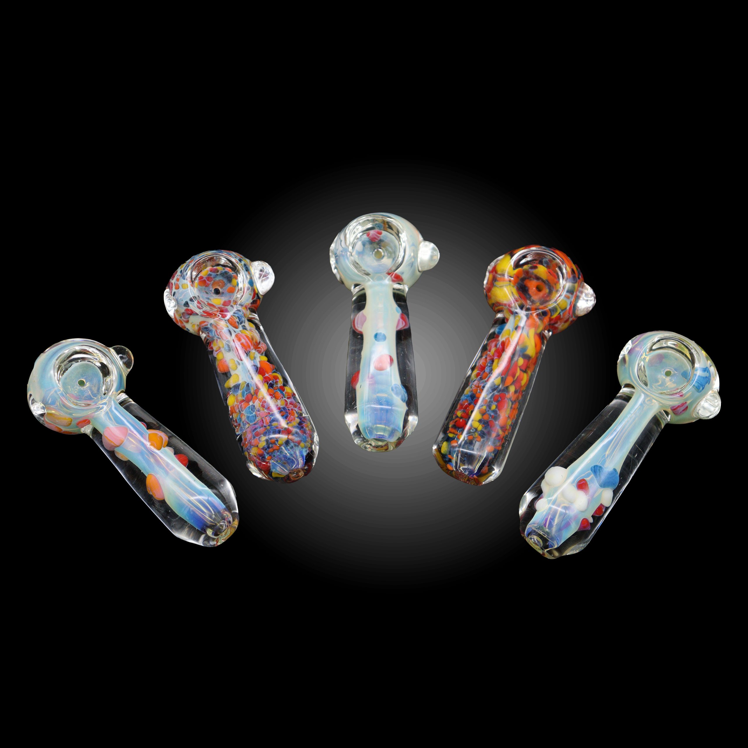 3.5” CONFETTI FRIT MIX COLOR HAND PIPE 12CT JAR – Empire Smoke Distributors