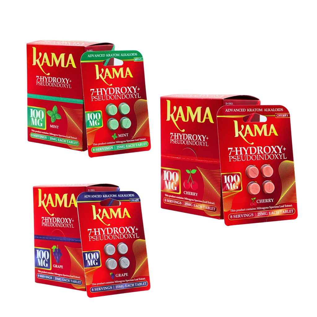 KAMA 7-HYDROXY + PSEUDOINDOXYL KRATOM 4CT PACK 100MG -BOX OF 10 PACK ...