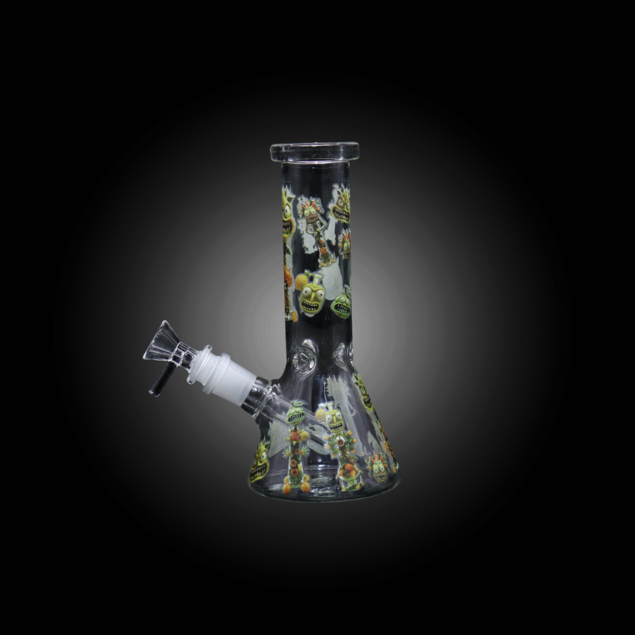 8'' X MINI ALIEN PRINT BEAKER WATER PIPE YELLOW - Empire Smoke Distributors