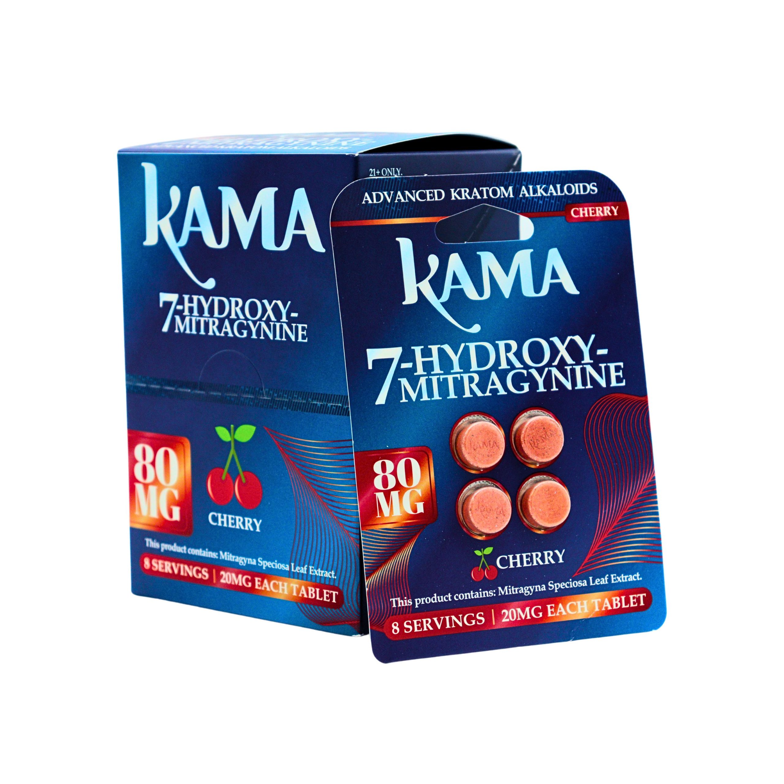 KAMA 7-HYDROXYMITRAGYNINE KRATOM CHERRY 4CT PACK 80MG -BOX OF 10 PACK – Empire Smoke Distributors
