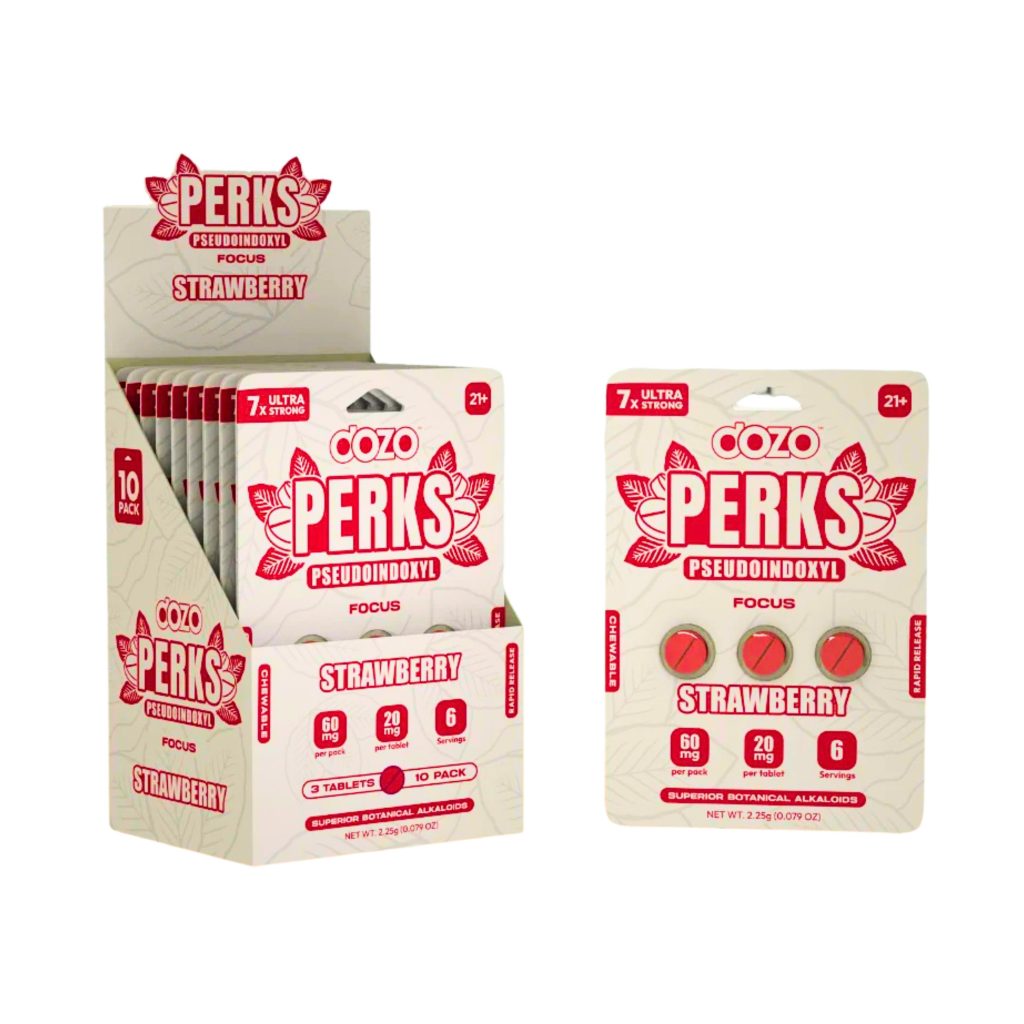 DOZO PERKS PSEUDOINDOXYL TABLET FOCUS STRAWBERRY 60MG 3CT PACK- BOX OF ...