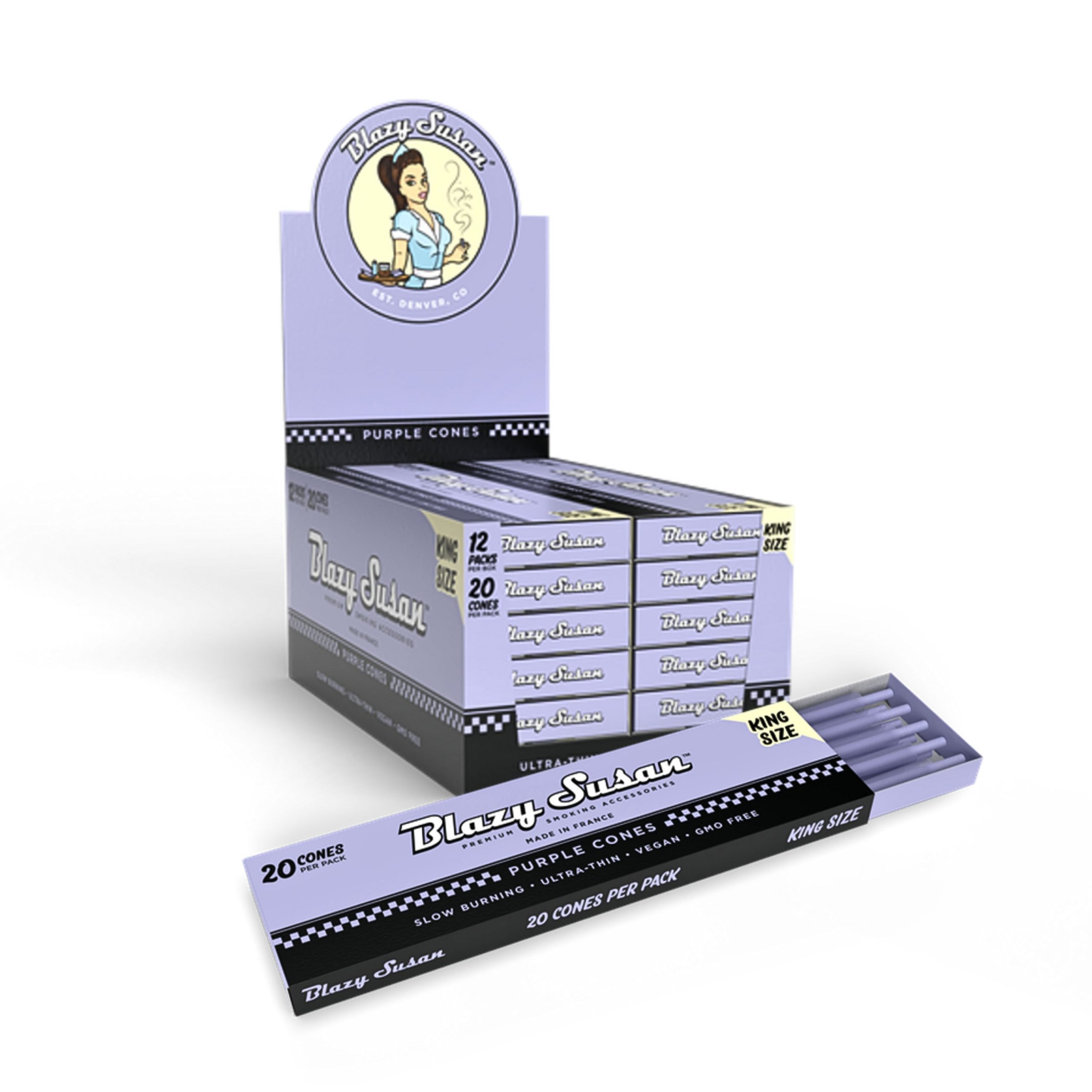 BLAZY SUSAN PURPLE CONES KING SIZE 20CT PACK 12 PACK PER BOX – Empire ...