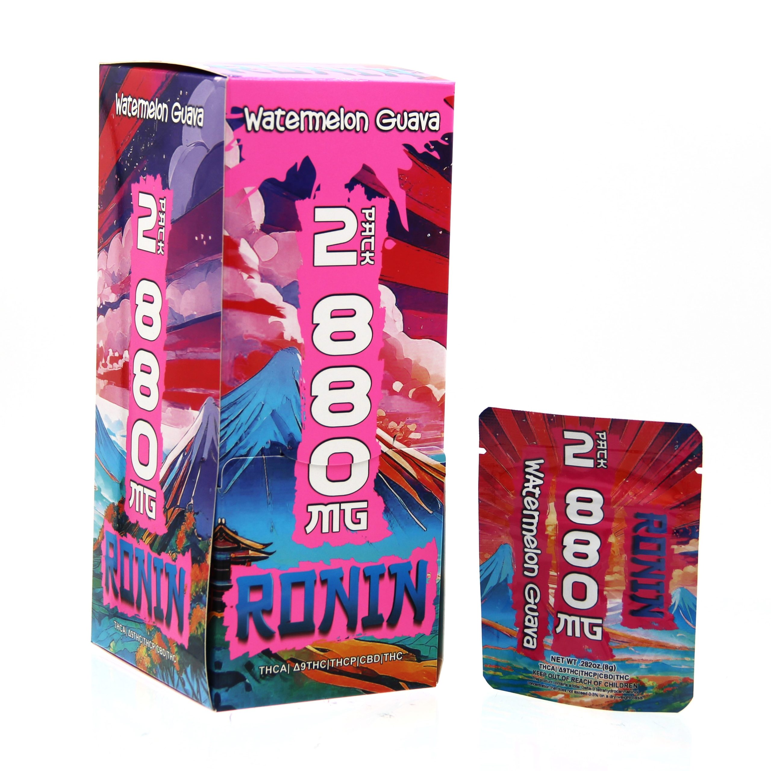 RONIN THCA D9THC THCP CBD THC GUMMIES 880MG WATERMELON GUAVA -2CT PACK ...