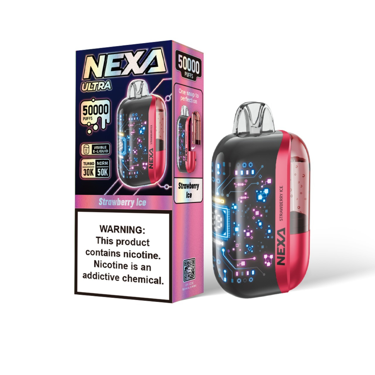 NEXA ULTRA DISPOSABLE 50000PF STRAWBERRY ICE -BOX OF 5 (30000PF TURBO ...