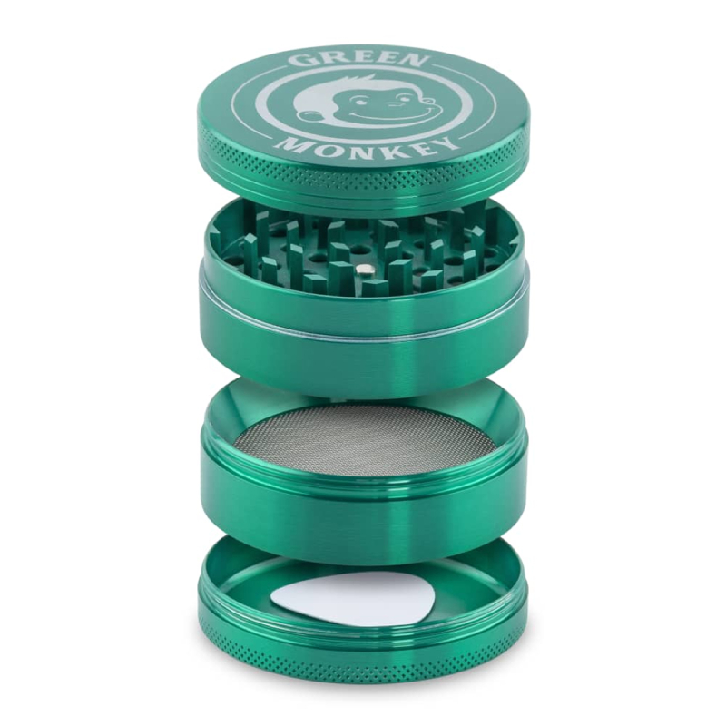GREEN MONKEY CAPUCHIN ZINC GRINDER 63MM 4 PART GREEN – Empire Smoke ...