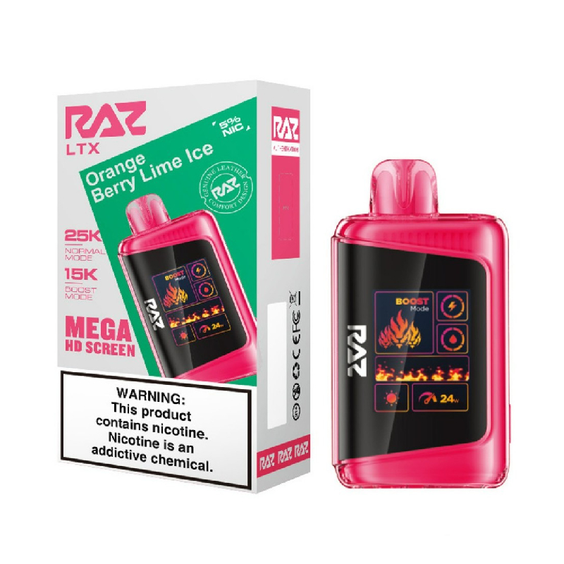 RAZ DISPOSABLE LTX25000PF ORANGE BERRY LIME ICE -BOX OF 5 (15000PF ...