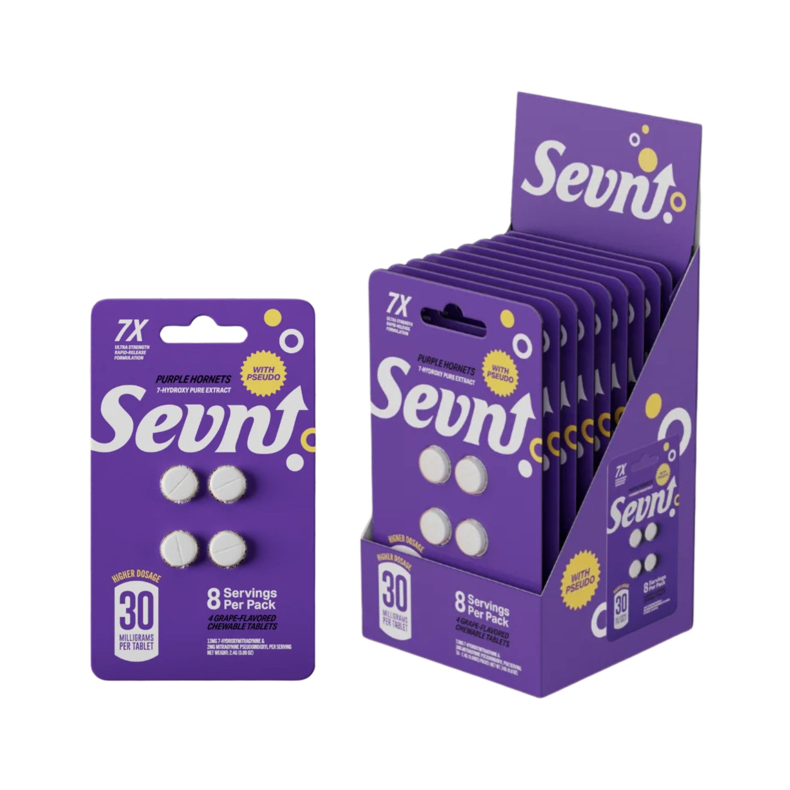 SEVN 7-HYDROXY & PSEUDO 7X ULTRA STRENGTH TABLET GRAPE -PURPLE HORNETS ...