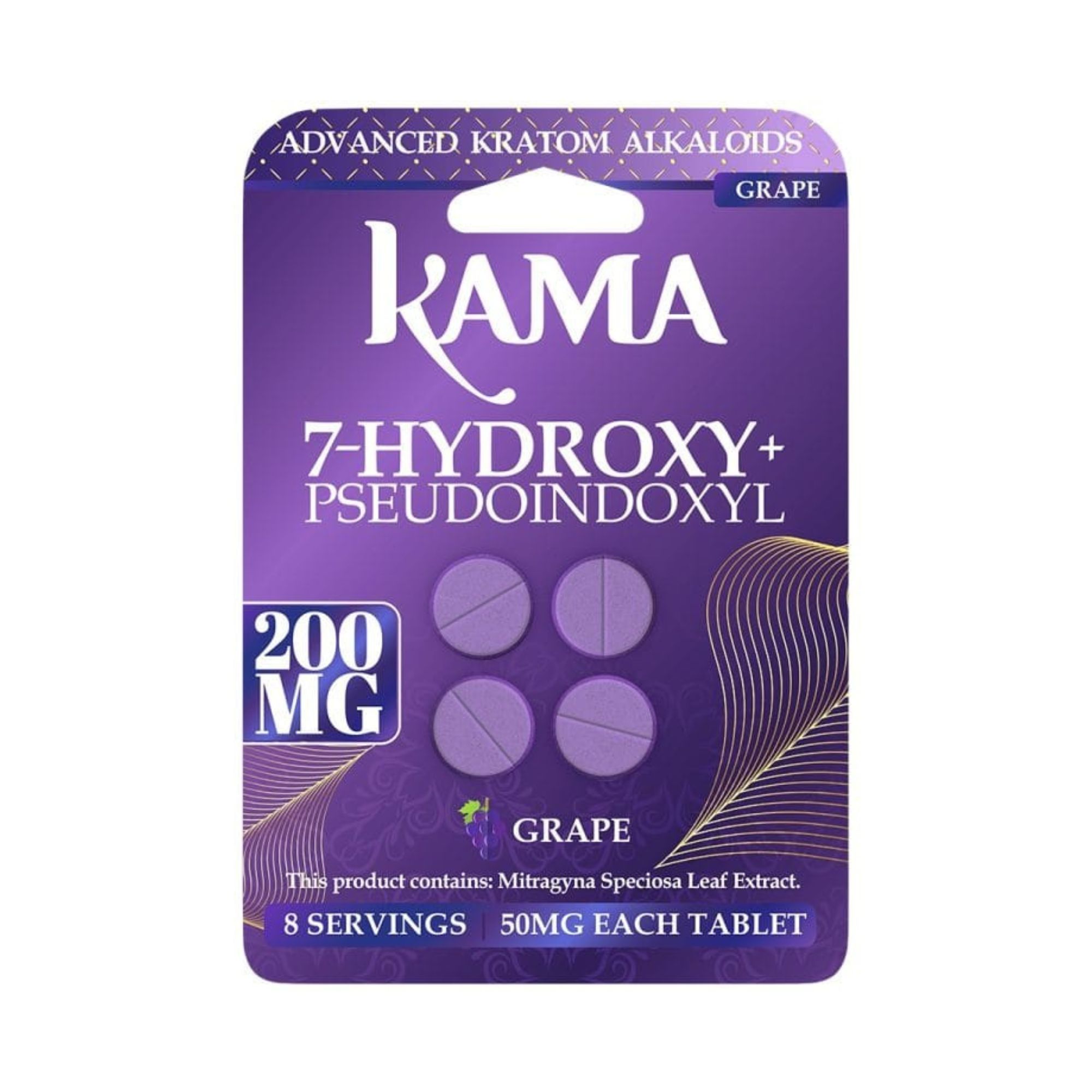 KAMA 7-HYDROXY + PSEUDOINDOXYL TABLET GRAPE 4CT PACK (50MG EACH TABLET ...