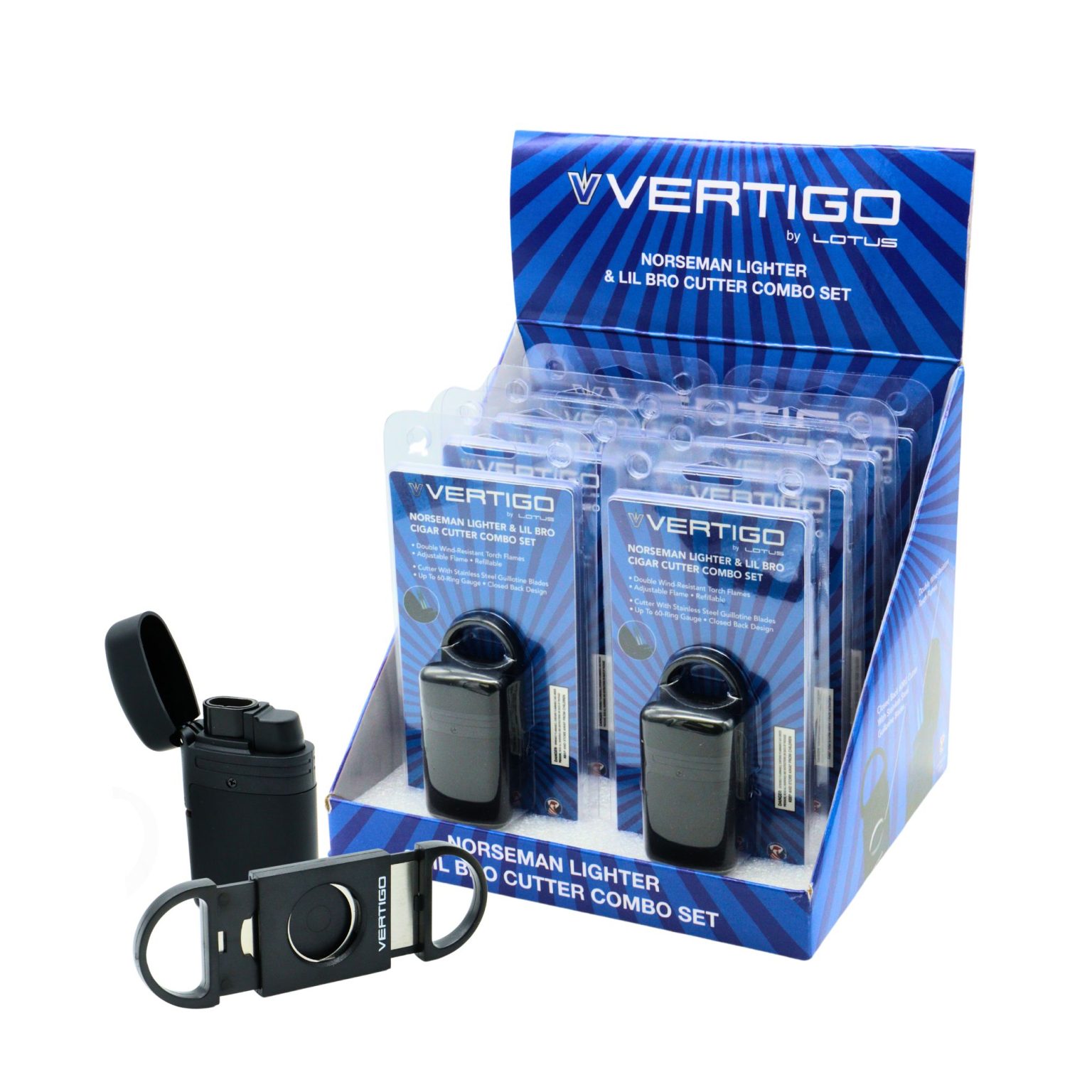 LOTUS VERTIGO NORSEMAN LIGHTER & LIL BRO CUTTER COMBO SET 8CT DISPLAY ...