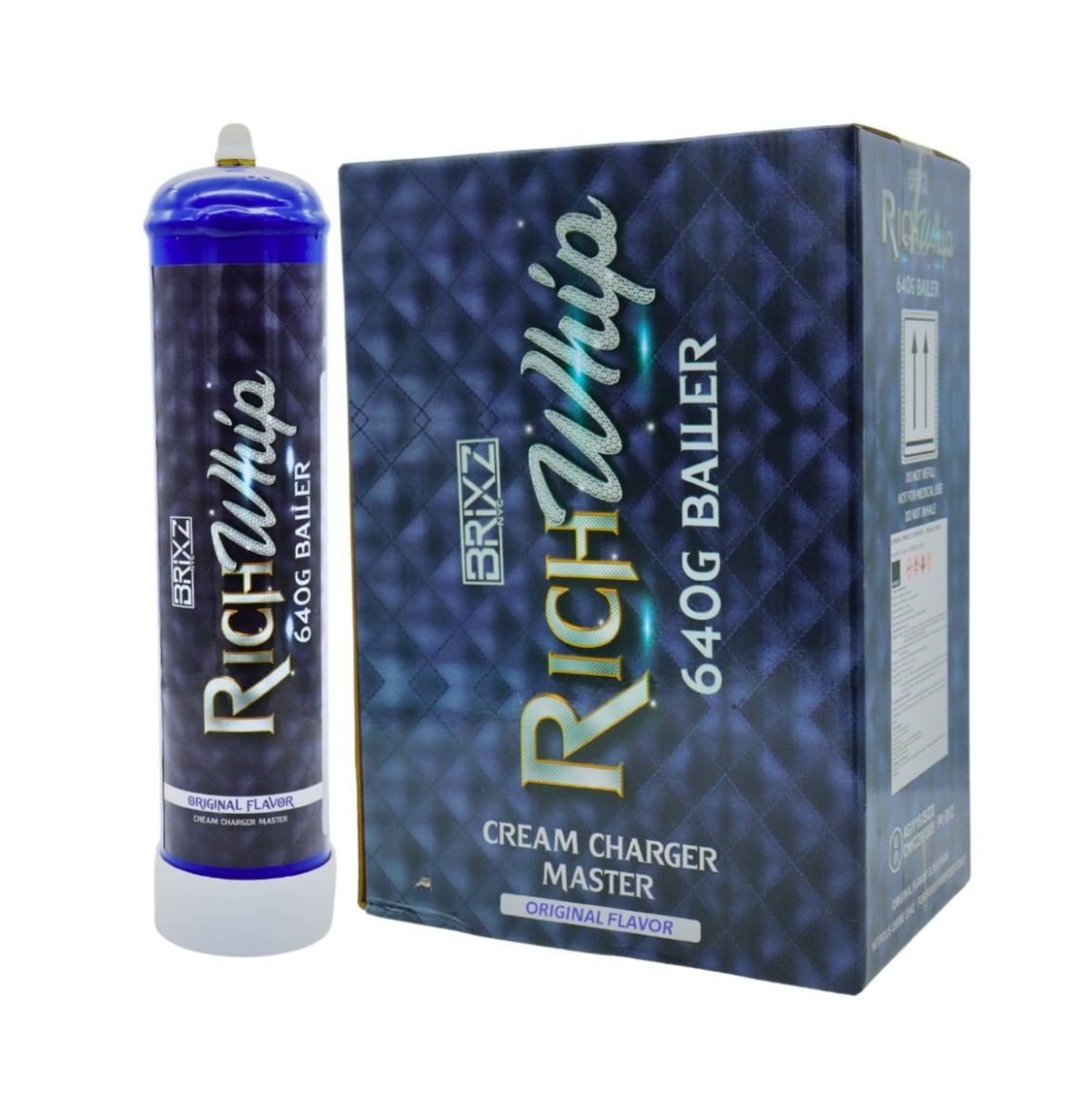 BRIXZ NYC RICH WHIP CREAM CHARGERS 640G CYLINDER ORIGINAL -BOX OF 6 ...