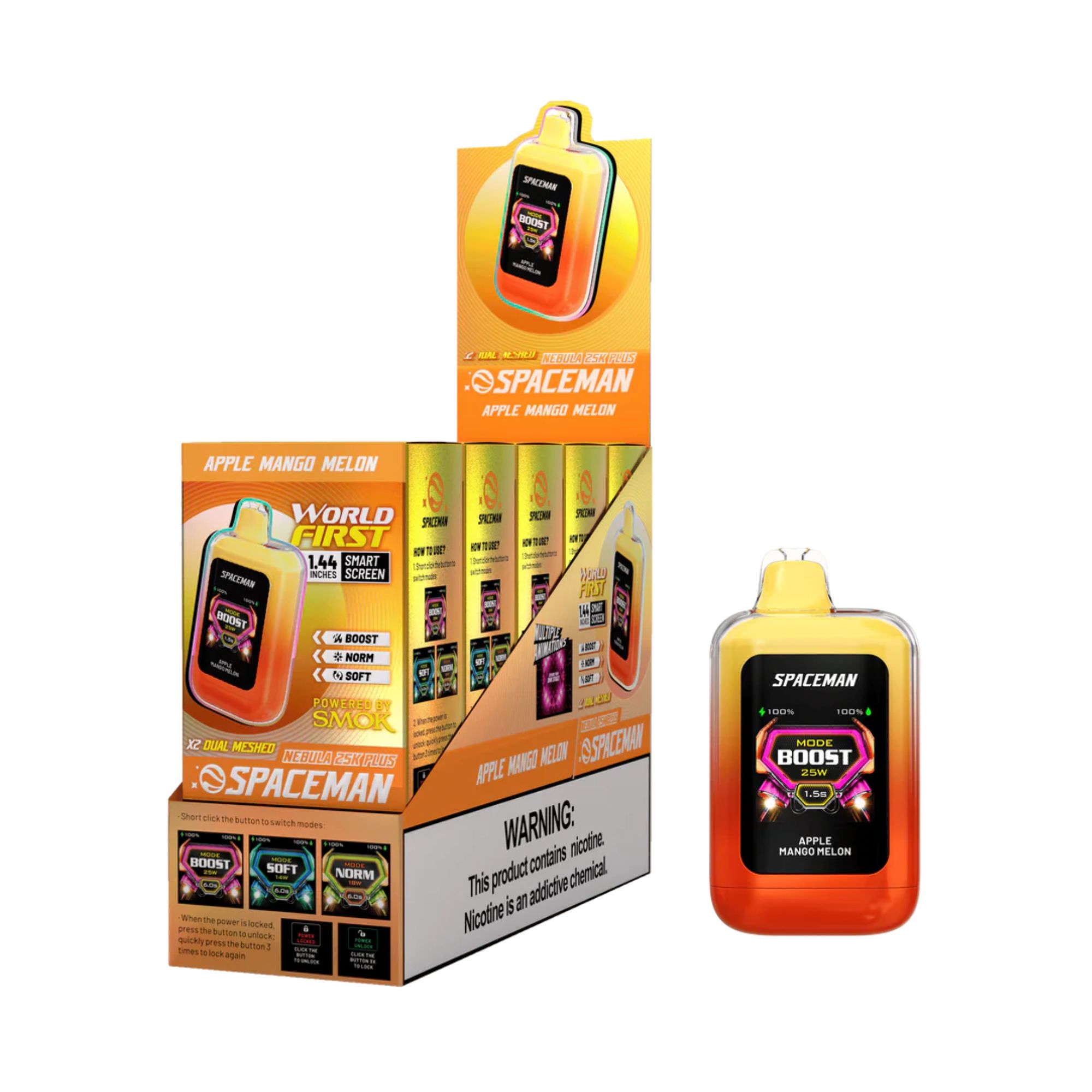 SPACEMAN NEBULA DISPOSABLE 25000PF APPLE MANGO MELON -BOX OF 5 – Empire ...